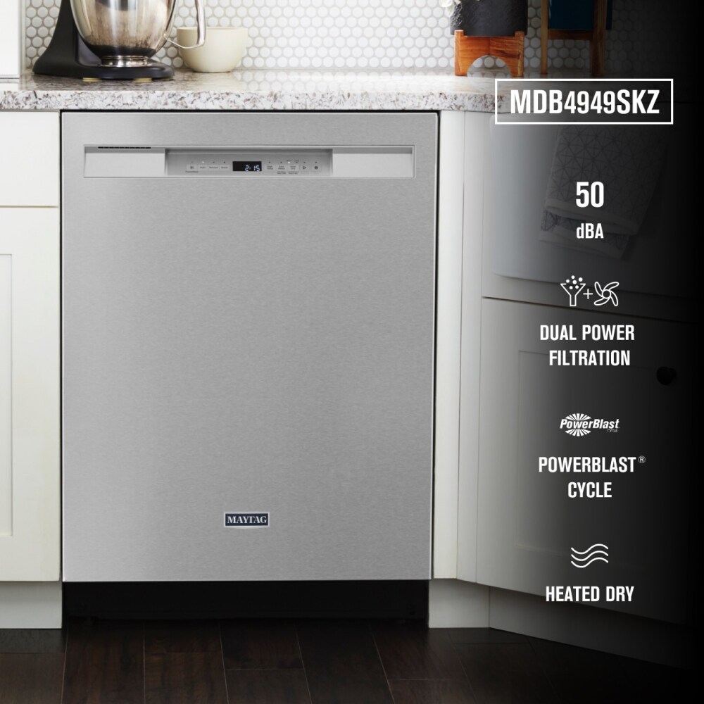 Maytag Front Control 24-in Built-In Dishwasher (Fingerprint Resistant ...