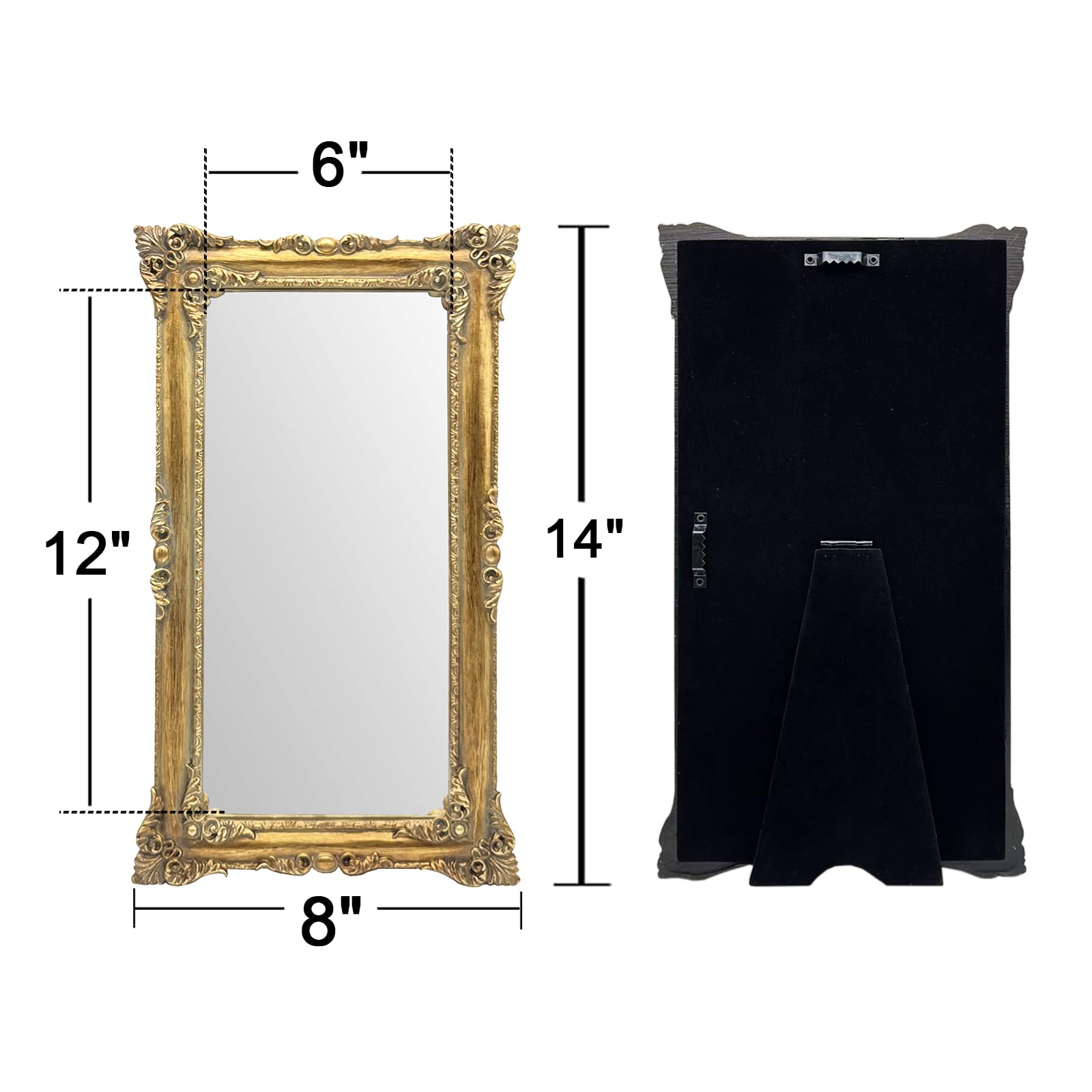 PIGFDK Vintage Mirror 8x14 Inch Antique Ornate Decorative Desk Wall ...
