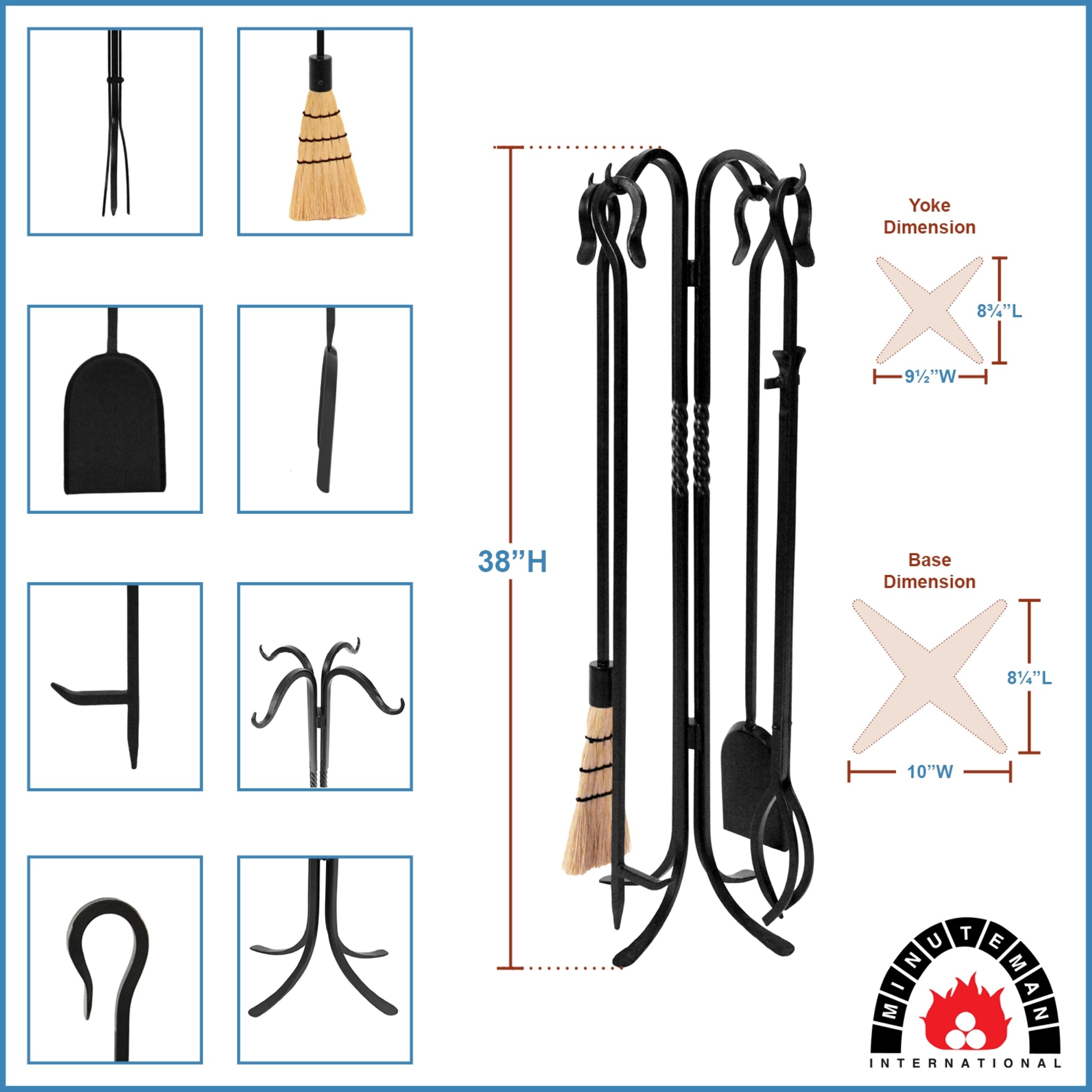 Minuteman International 4 -Piece Iron Fireplace Tool Set in the ...