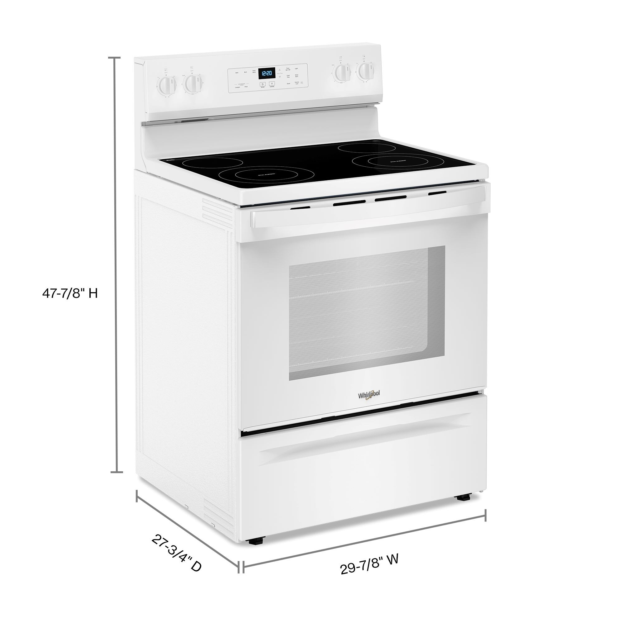 Whirlpool 30-in Glass Top 4 Burners 5.3-cu ft Freestanding Electric ...