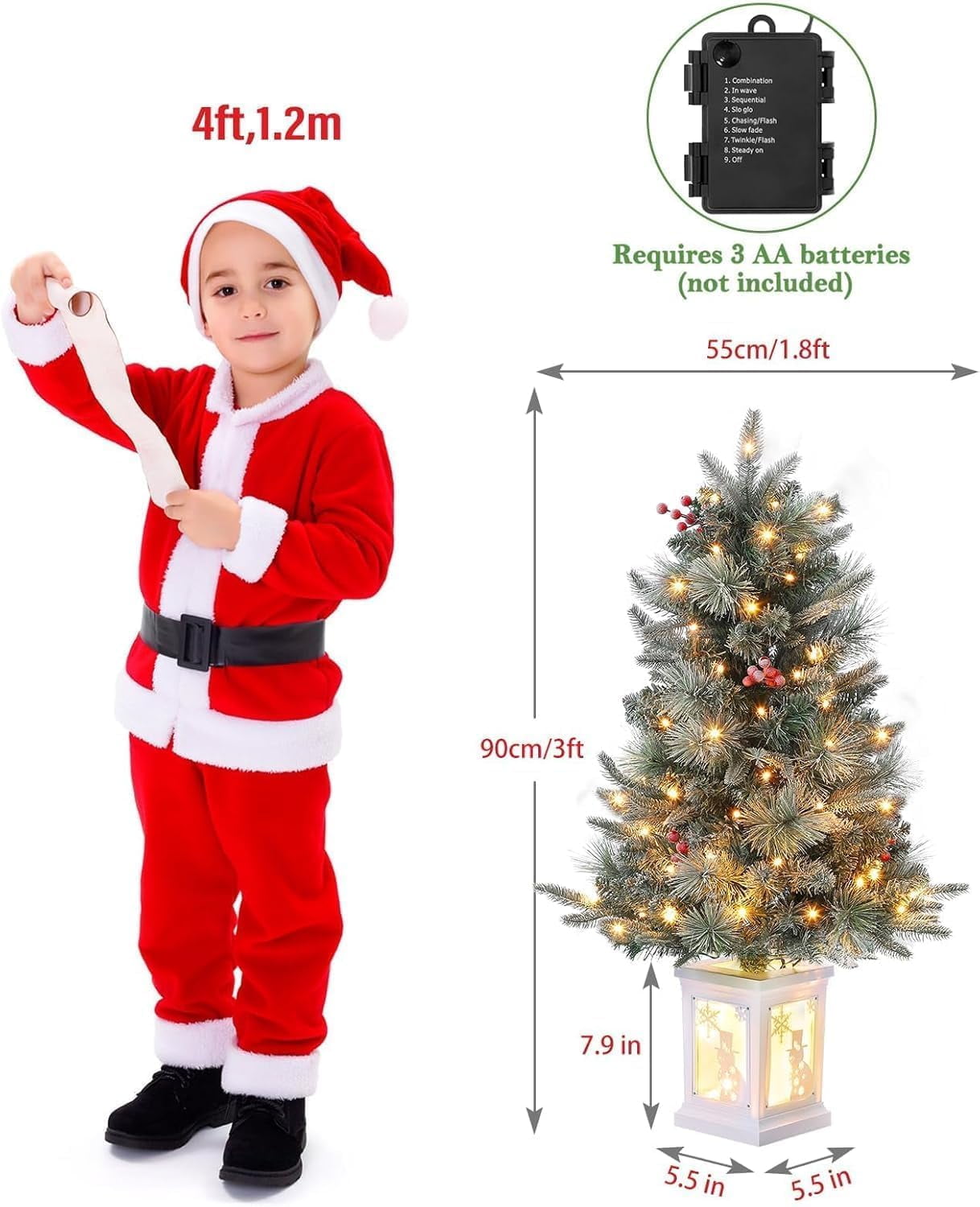 Garvee 3 Ft Prelit Christmas Tree Mini Xmas Tree with 78 Led Lights ...