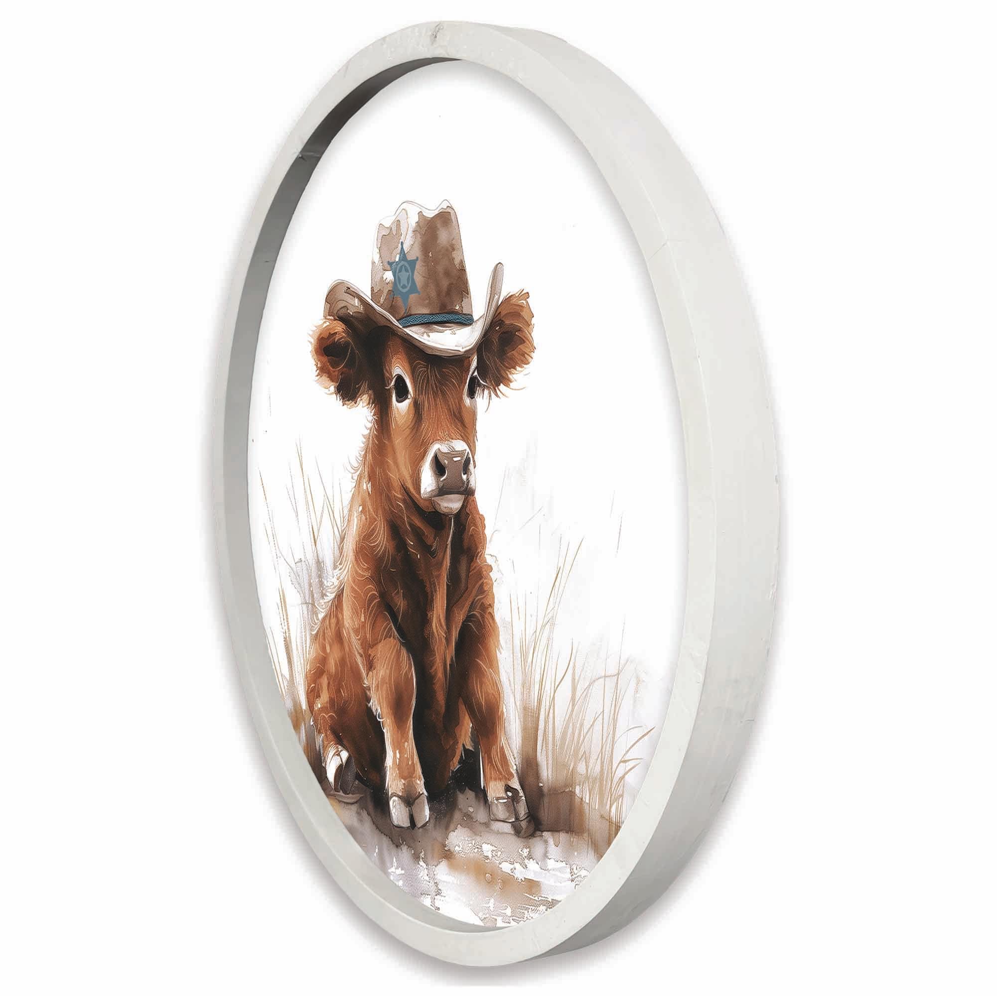 Creative Products Highland Cowboy Hat 20 x 20 Round White Framed Print ...
