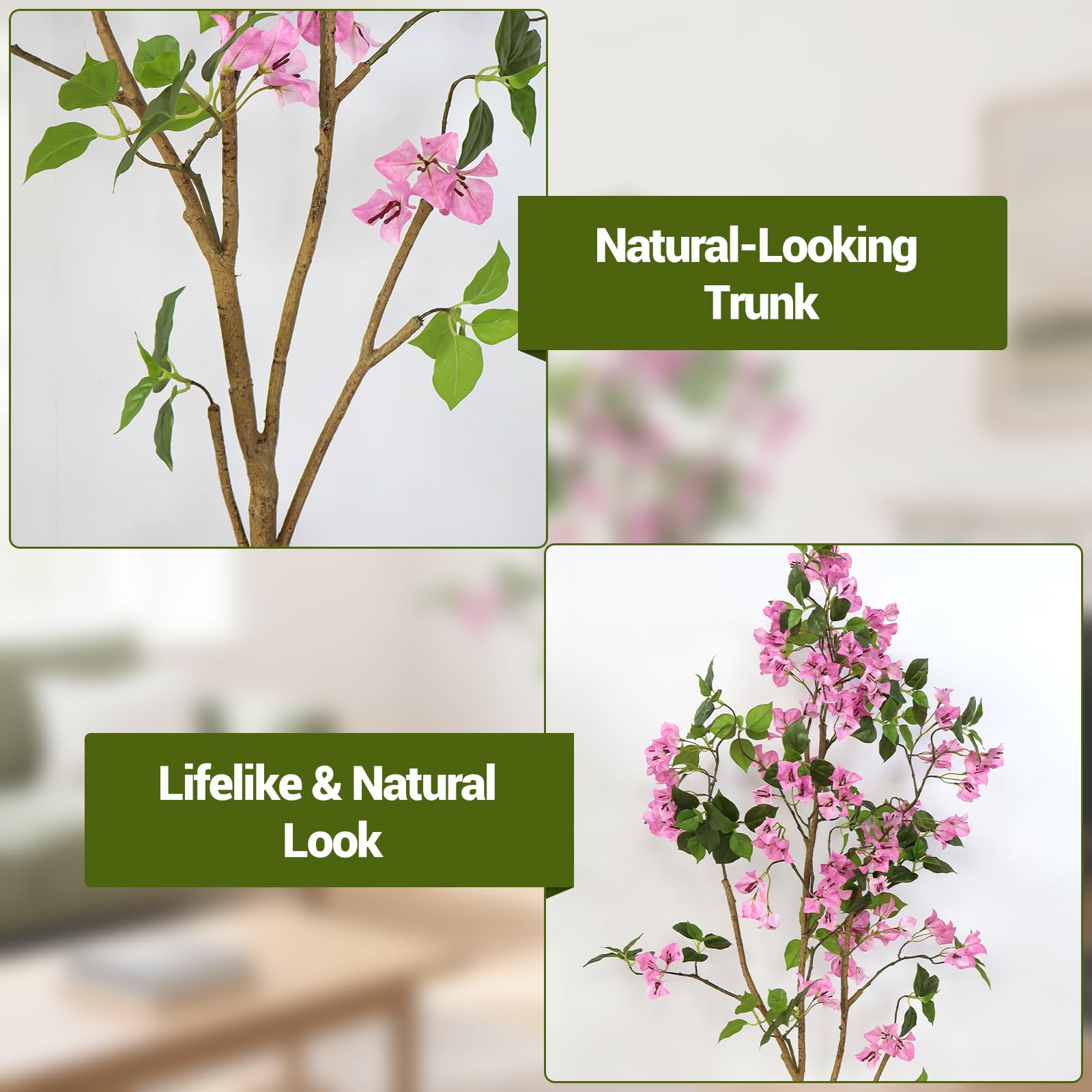Garvee 2 Pack 4FT Artificial Bougainvillea Trees in Pots Realistic 3D ...