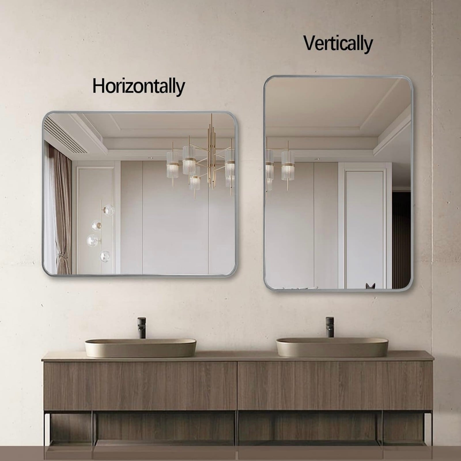GlasFlength 24x36 Inch Rectangular Modern Wall Mirror with Brushed ...