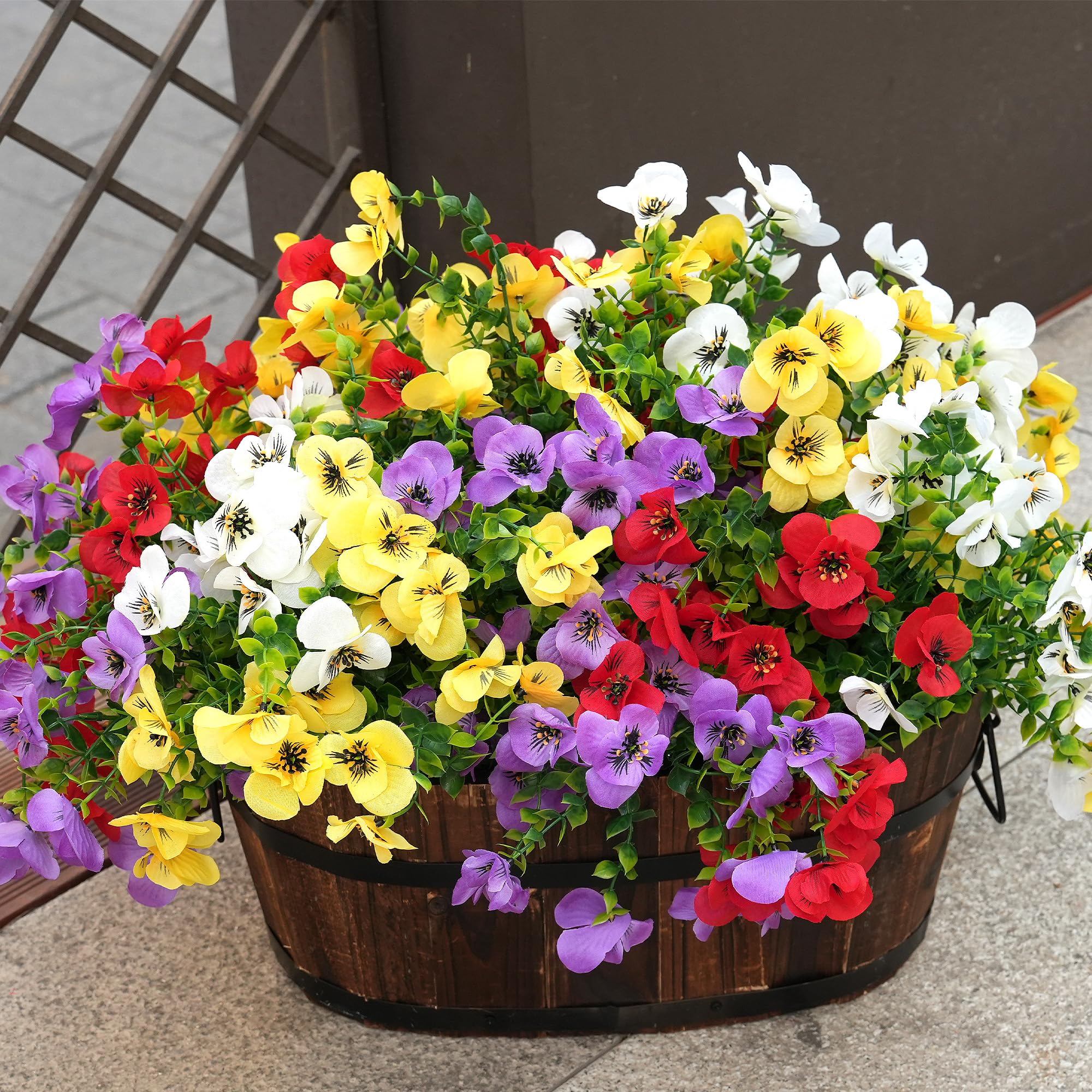 Anqtovp 16 Pack Artificial Pansy Flowers UV Resistant Faux Silk Plants ...