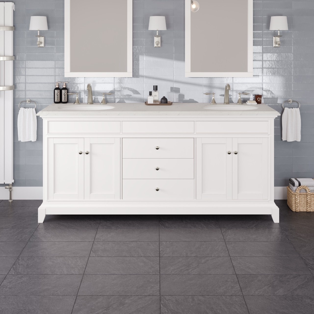 Eviva Elite Stamford 72-in White Undermount Double Sink Bathroom Vanity ...