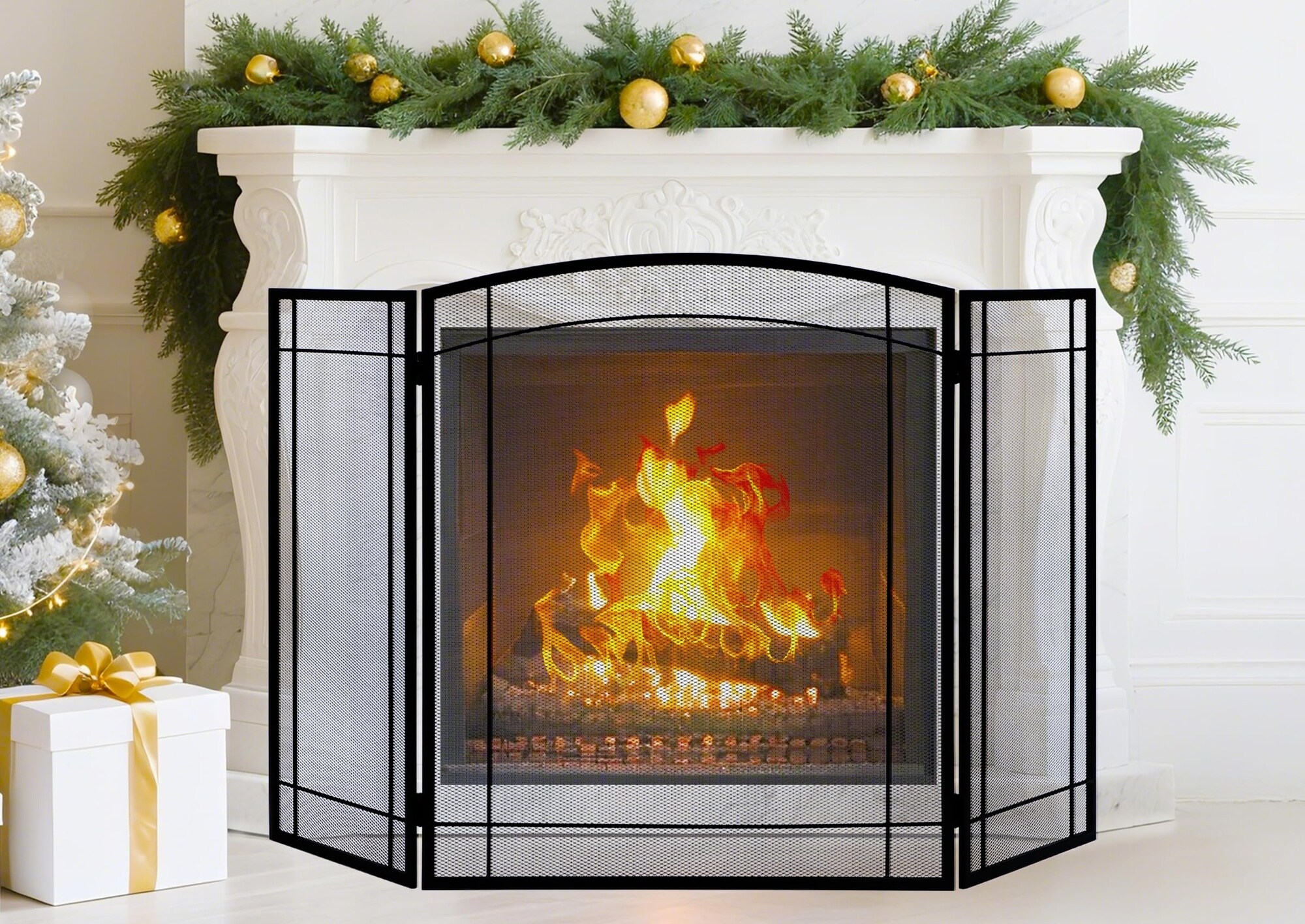 Misopily 3 Panel Fireplace Screen 48 Inch Wide 29 Inch High Foldable ...