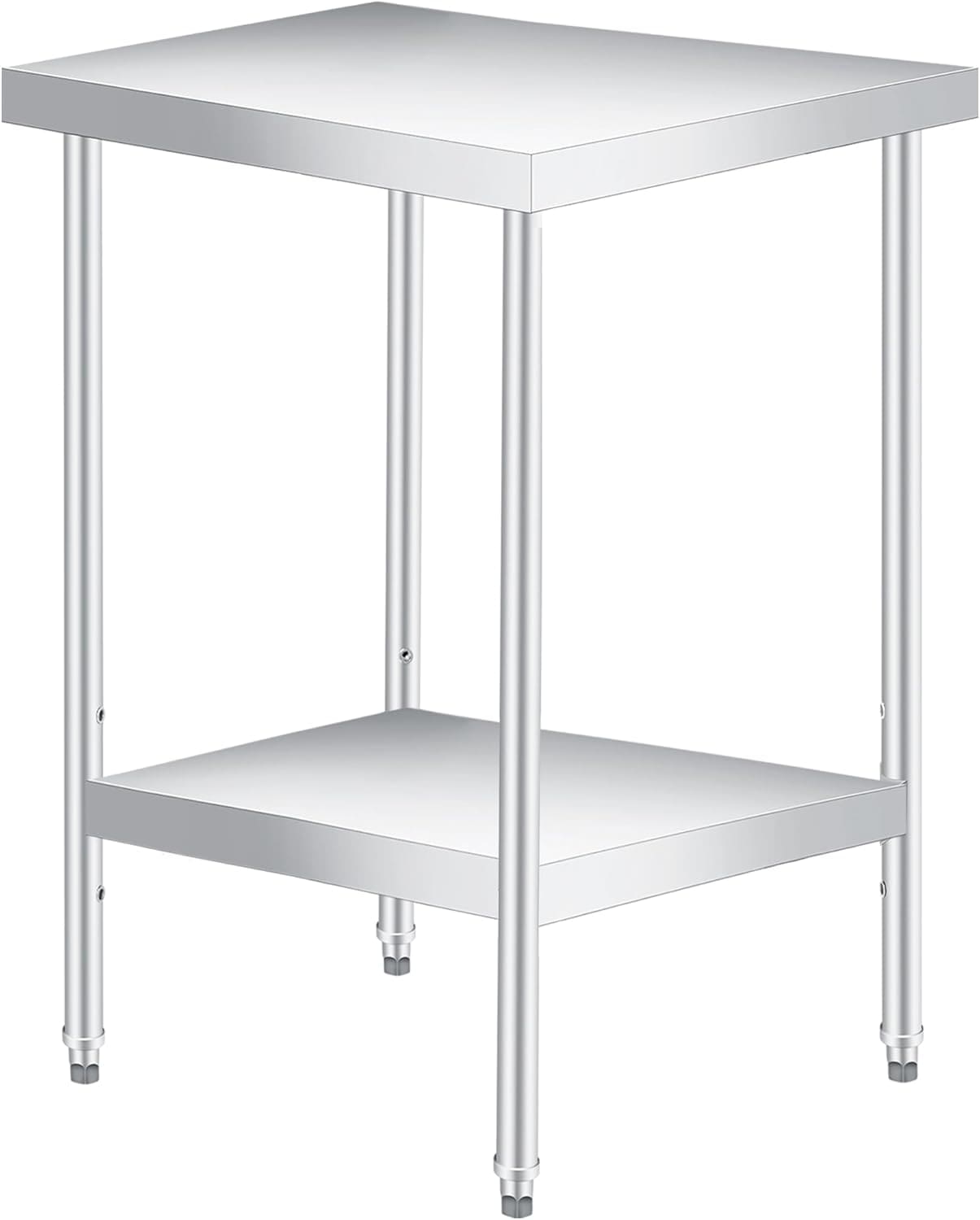 Garvee 24+24 in Heavy Stainless Steel Prep Table/ Adjustable Undershelf ...