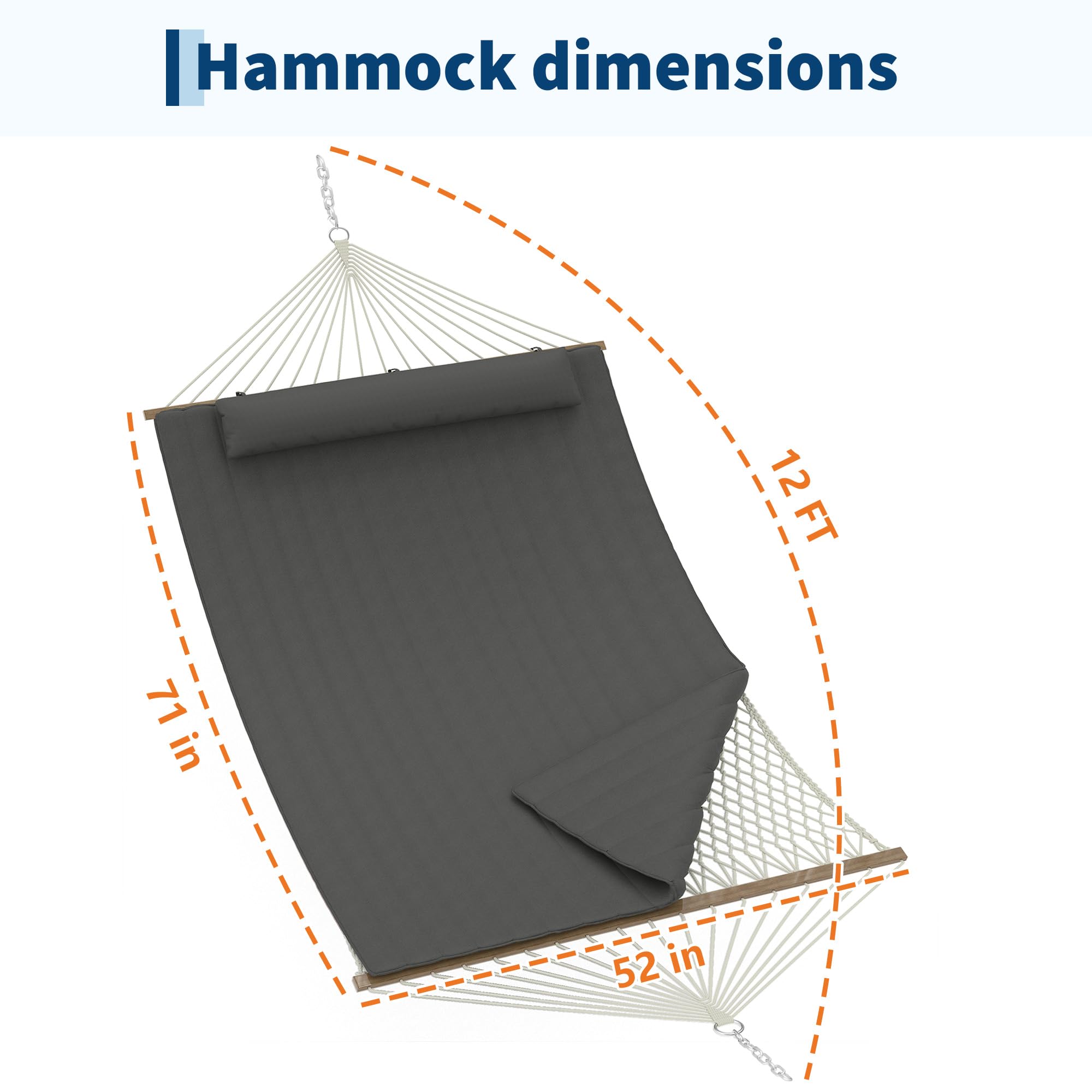 GarveeLife 2 Person Outdoor Hammock with Stand Cotton Rope Hammock with ...