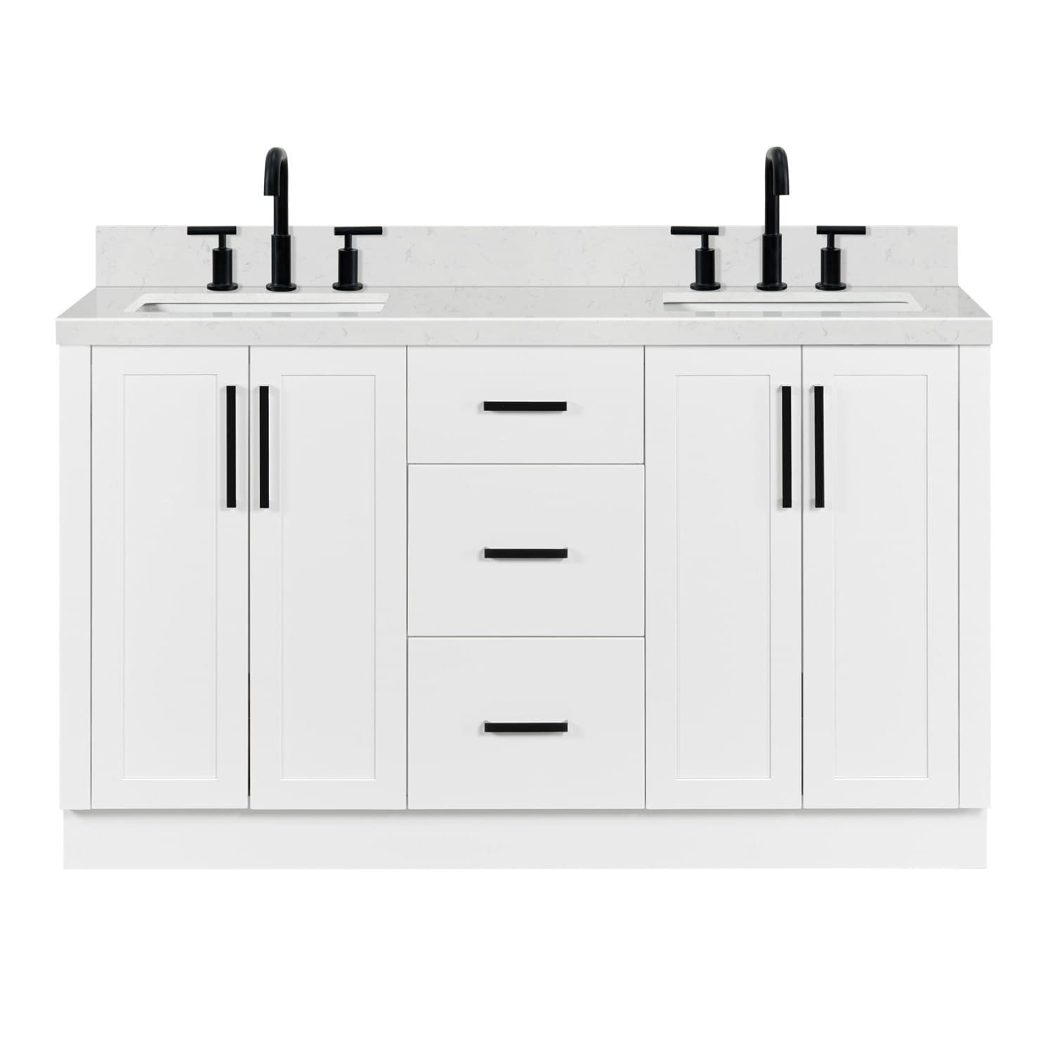 ARIEL Loren 60-in White Undermount Double Sink Bathroom Vanity with ...