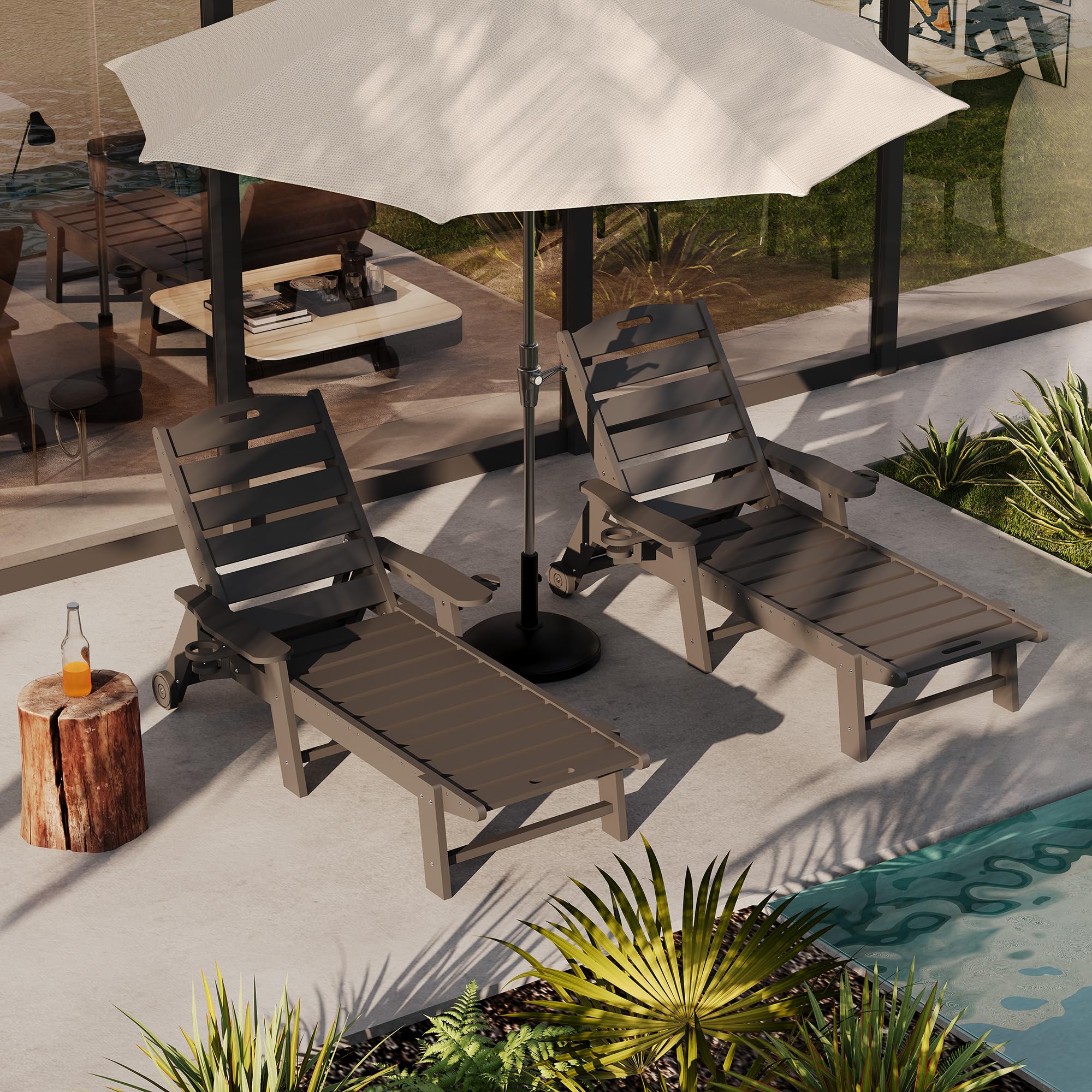 GarveeLife Lounge Chair Outdoor Oversized Lounge Chair Outdoor with 5 ...