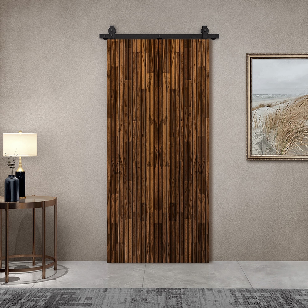 CALHOME Japanese Series 28 in. x 84 in. Hollow Core Walnut Stained Pine ...