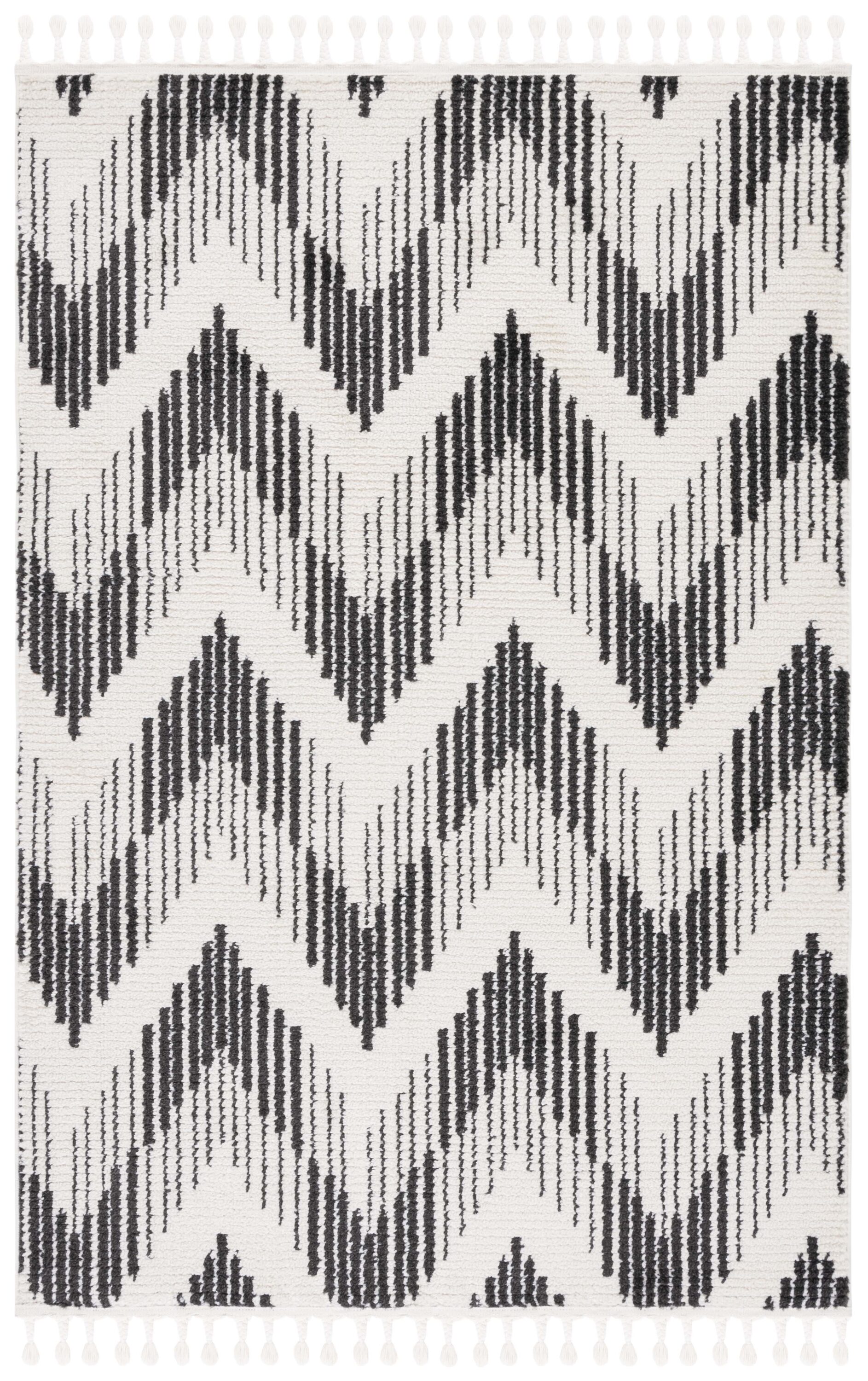 Safavieh Moroccan Tassel 101A Ivory Black 5 x 7 Area rug in the Rugs ...