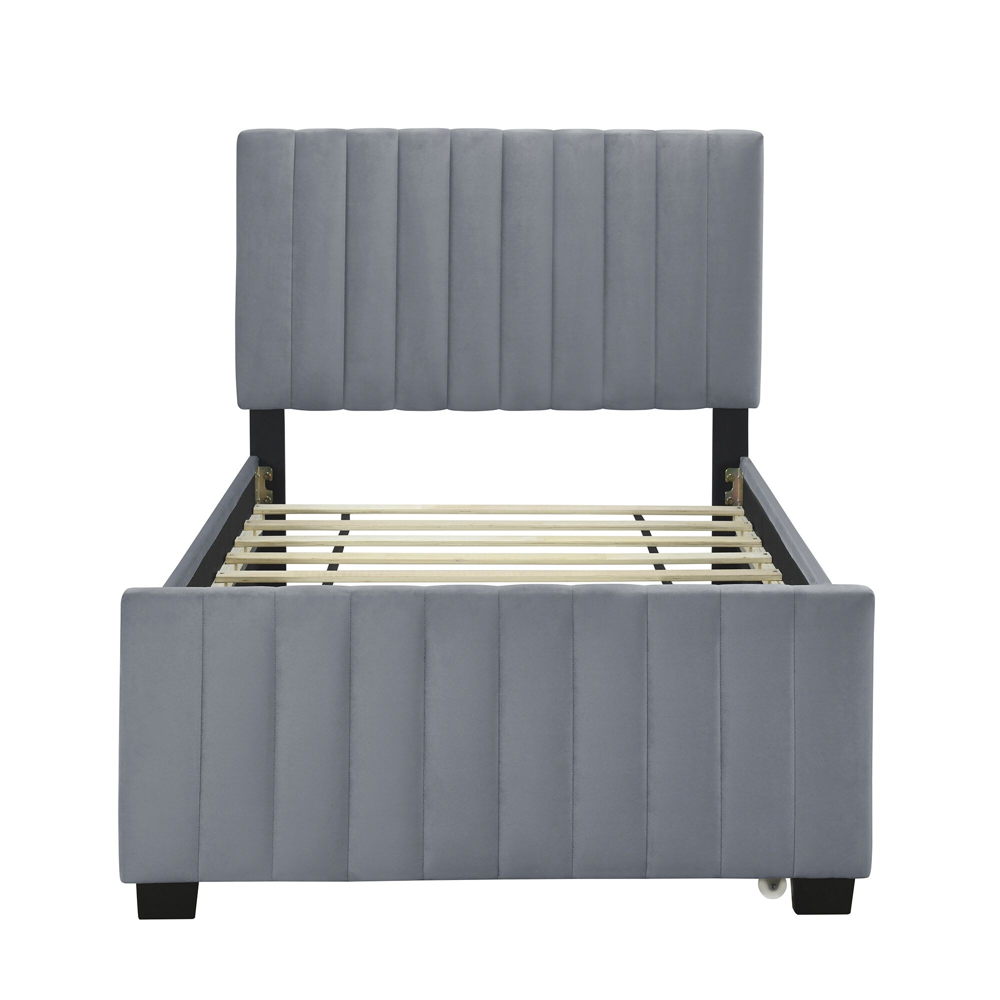 Yiekholo Twin Gray Wood Platform Bed with Headboard in the Beds ...