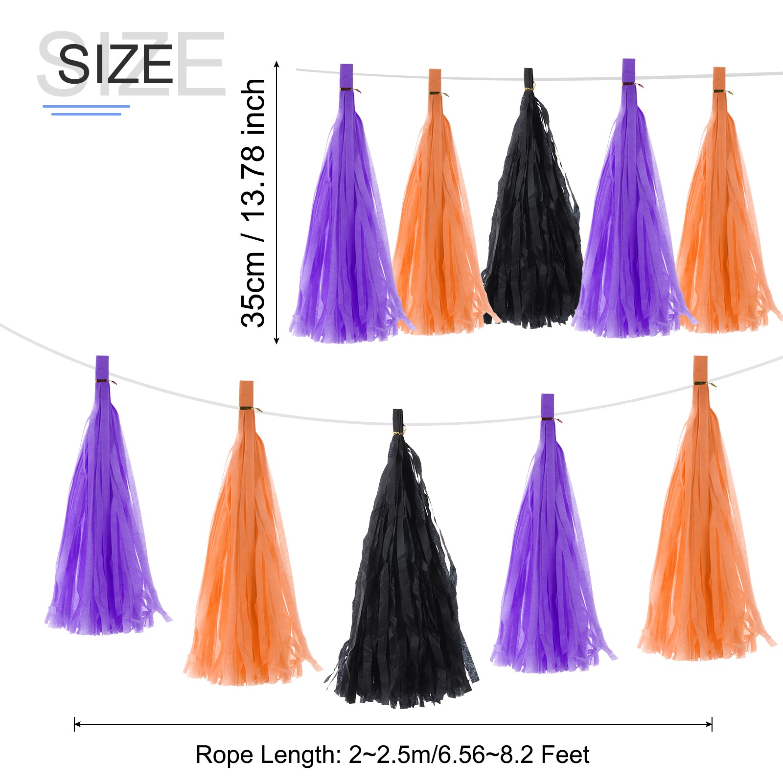 Unique Bargains 30Pcs Black Dark Purple Orange Tassel Garland Banner ...