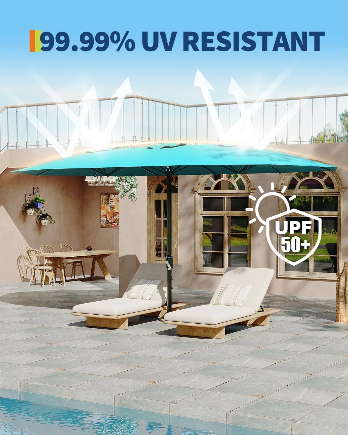 Garvee 13 Ft umbrella outdoor patio Double-Sided Rectangle Umbrella ...