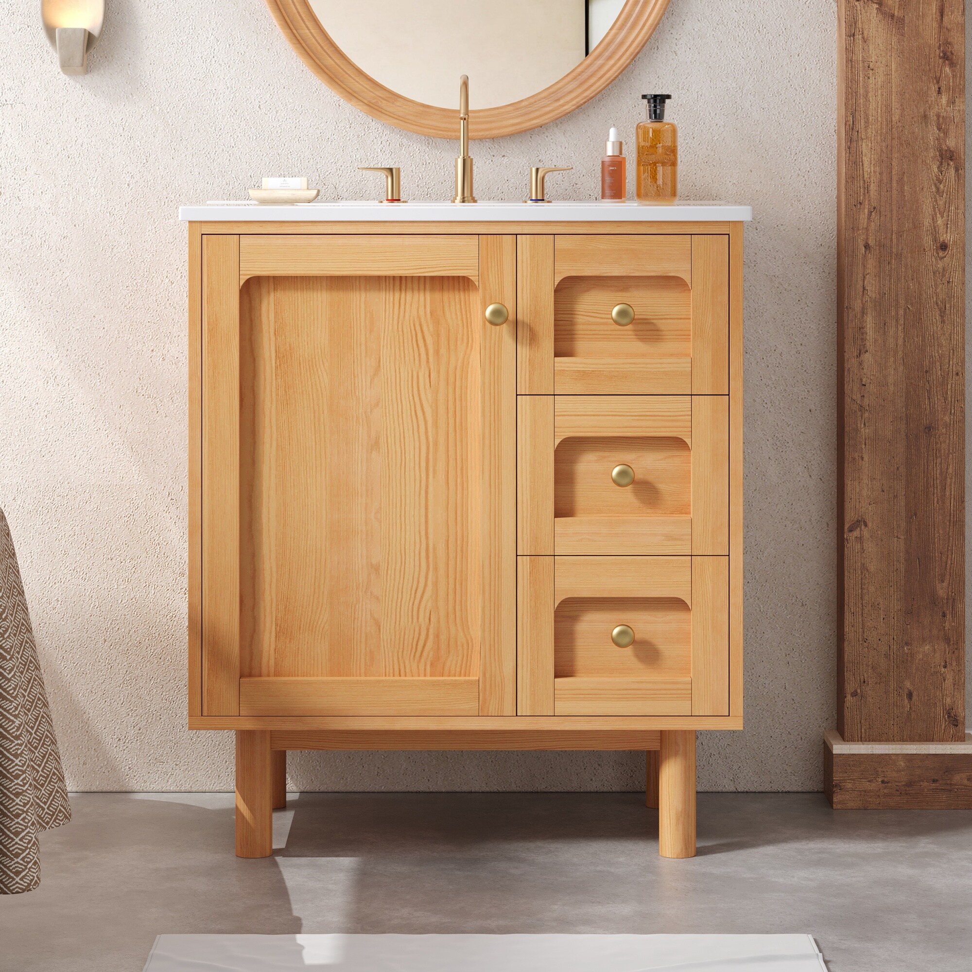 GDFStudio 30 Inch Bathroom Vanity with Ceramic Sink Bathroom Vanity ...