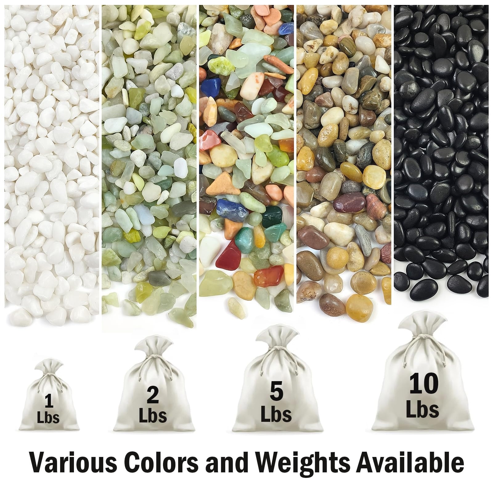 ITOPFOX 5lbs Small Succulent Rocks Colorful Pebbles for Indoor Plants ...