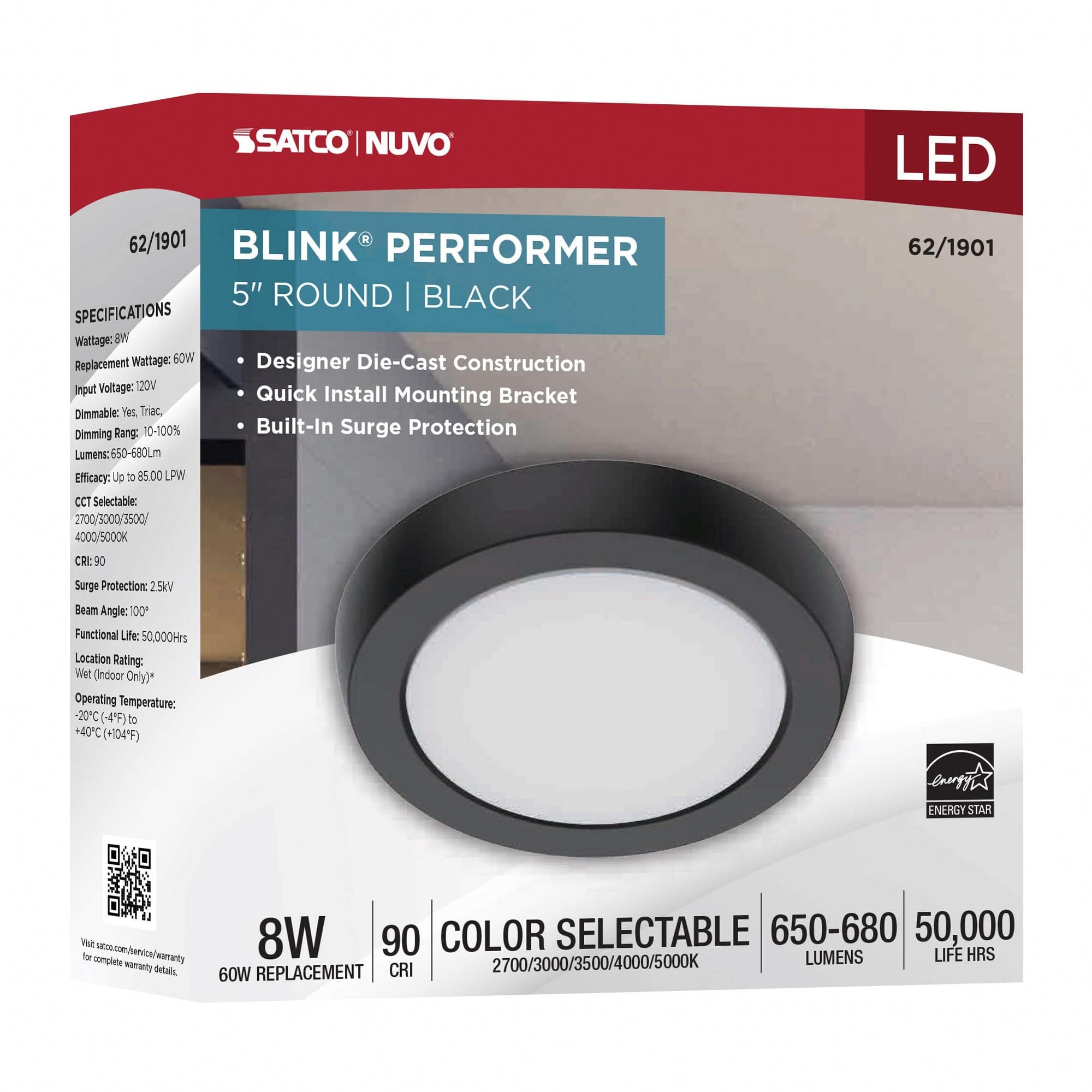 Nuvo Lighting Blink Performer - Light Black Utilitarian LED Aluminum ...