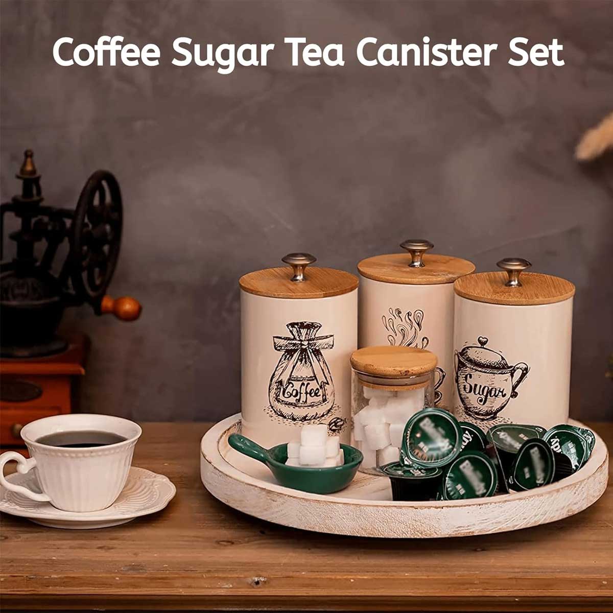 Aoibox Small Kitchen Canister Set 25 Oz Vintage Metal Food Storage ...
