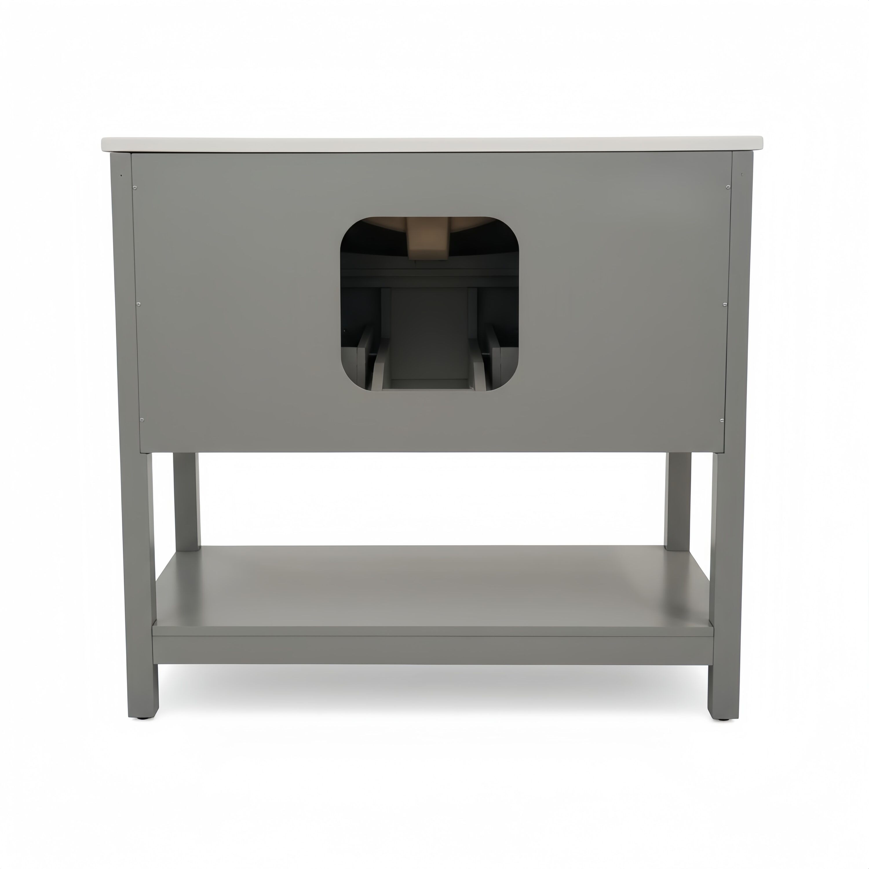 LIVACA 36 inch Gray MDF Bathroom Vanity with Ceramic Sink with Tip-Out ...