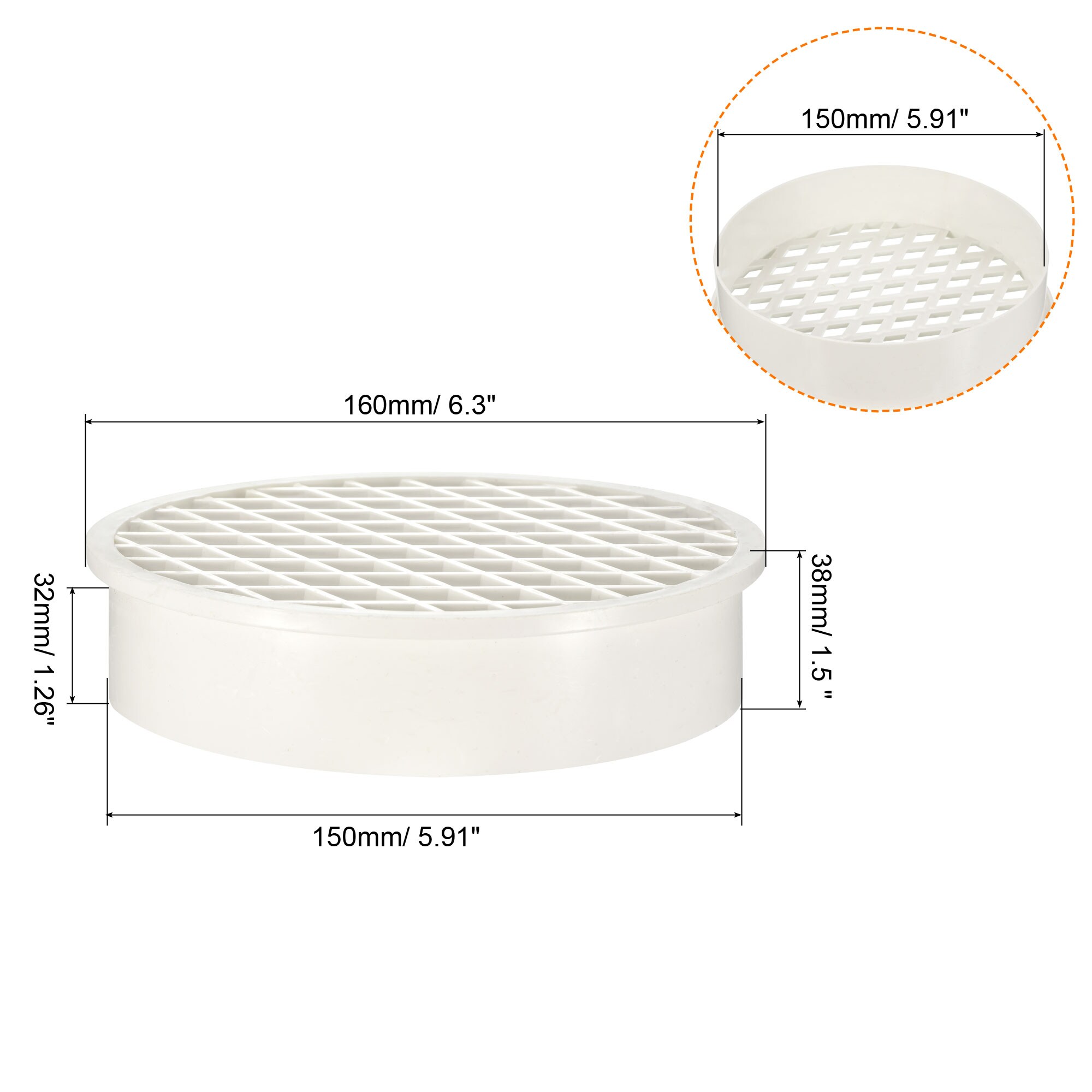 PATIKIL Duct Pipe Connector Flange 150mm OD 2pcs PVC Straight Insert ...