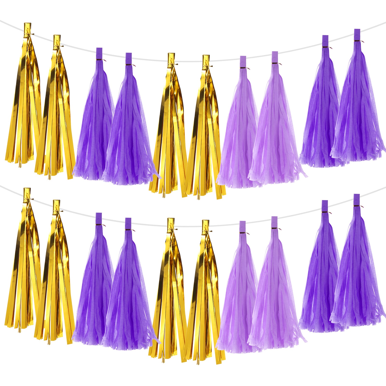 Unique Bargains 30Pcs Gold Light Purple Dark Purple Tassel Garland ...