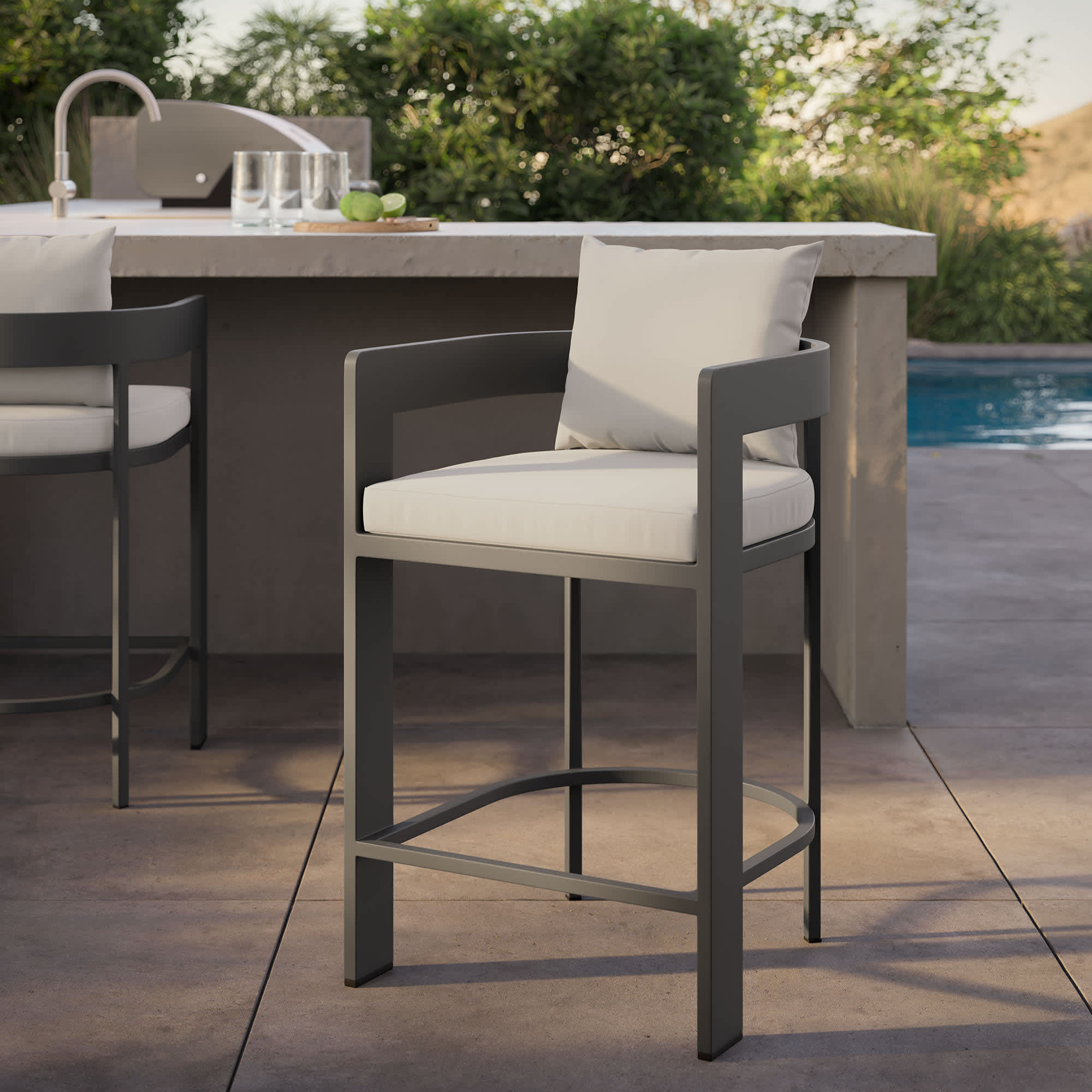 Modway Tahoe Outdoor Patio Aluminum Counter Stool in White in the Patio ...