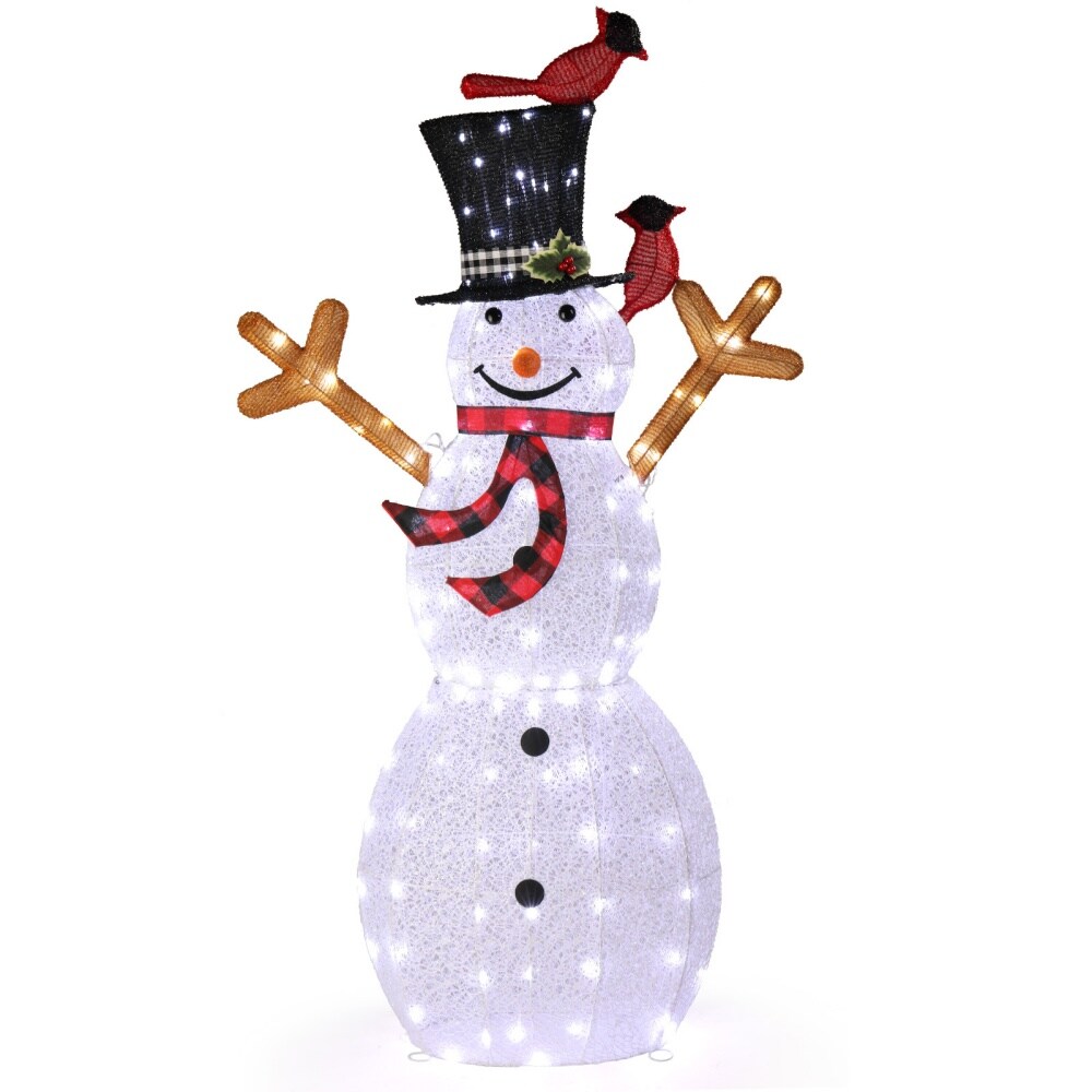 Zyerch 59in Lighted Christmas Snowman Decoration 170 White LEDs Indoor ...