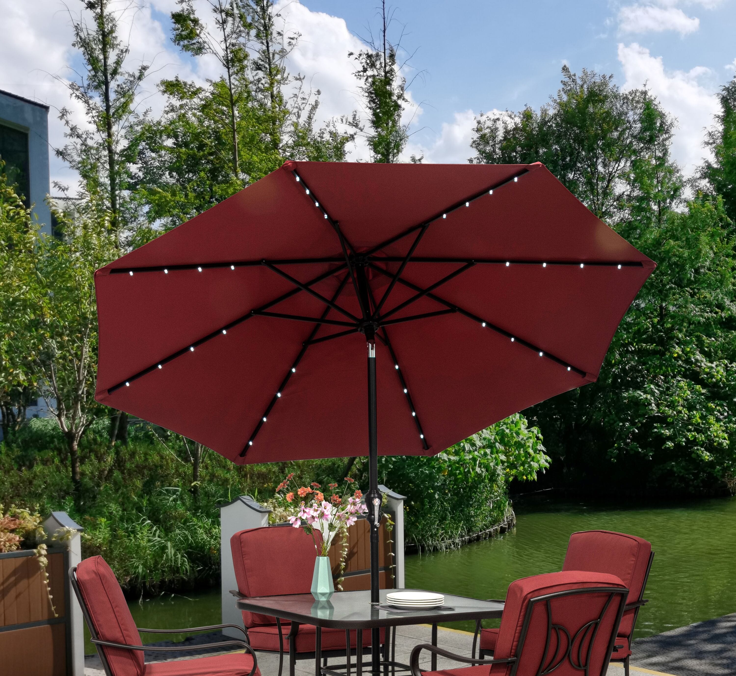 Sun Terrace 9-ft Aluminum Red Push-button Tilt Market Patio Umbrella ...