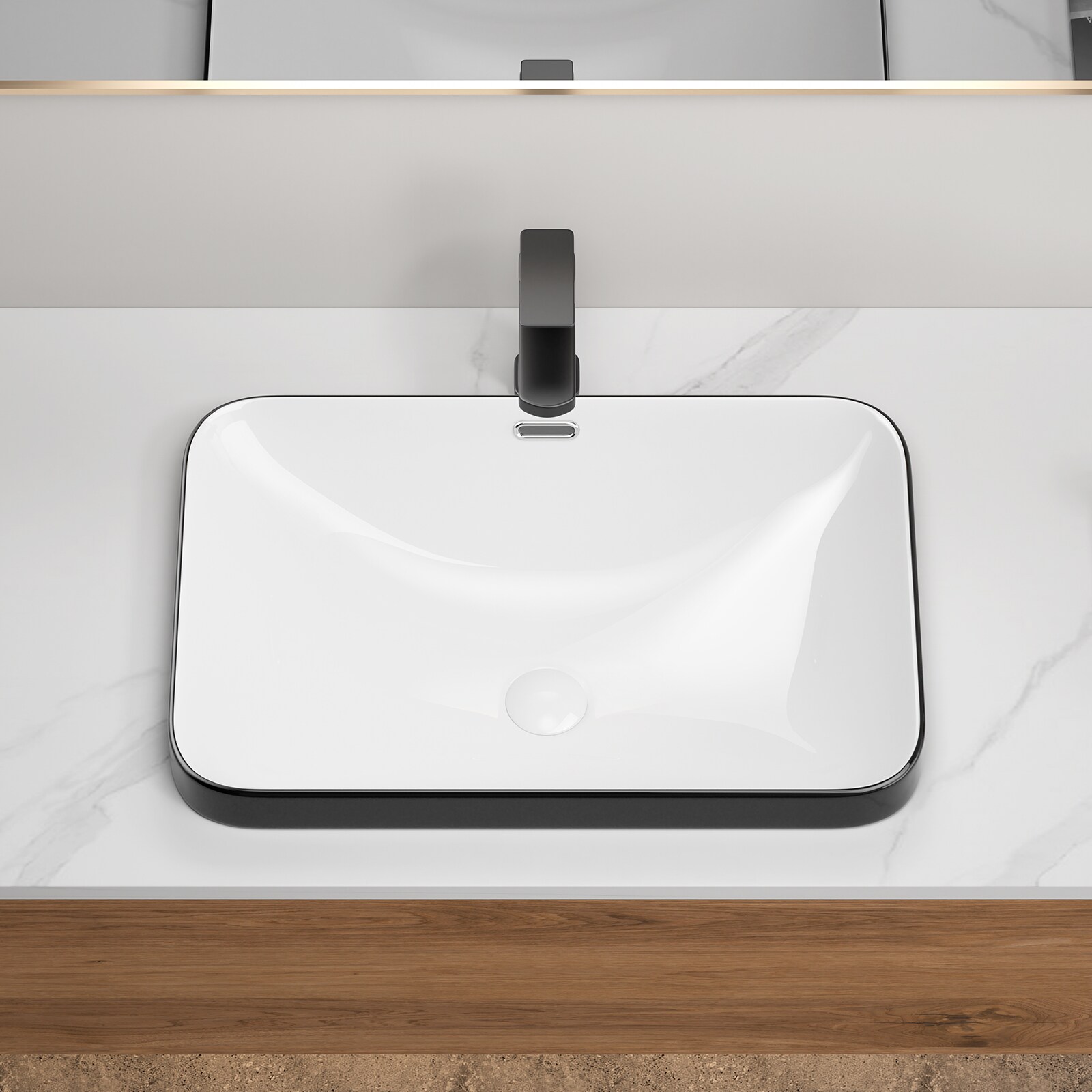 Tinyhomie Ceramic Undermount Bathroom Sink White Porcelain Seamless ...