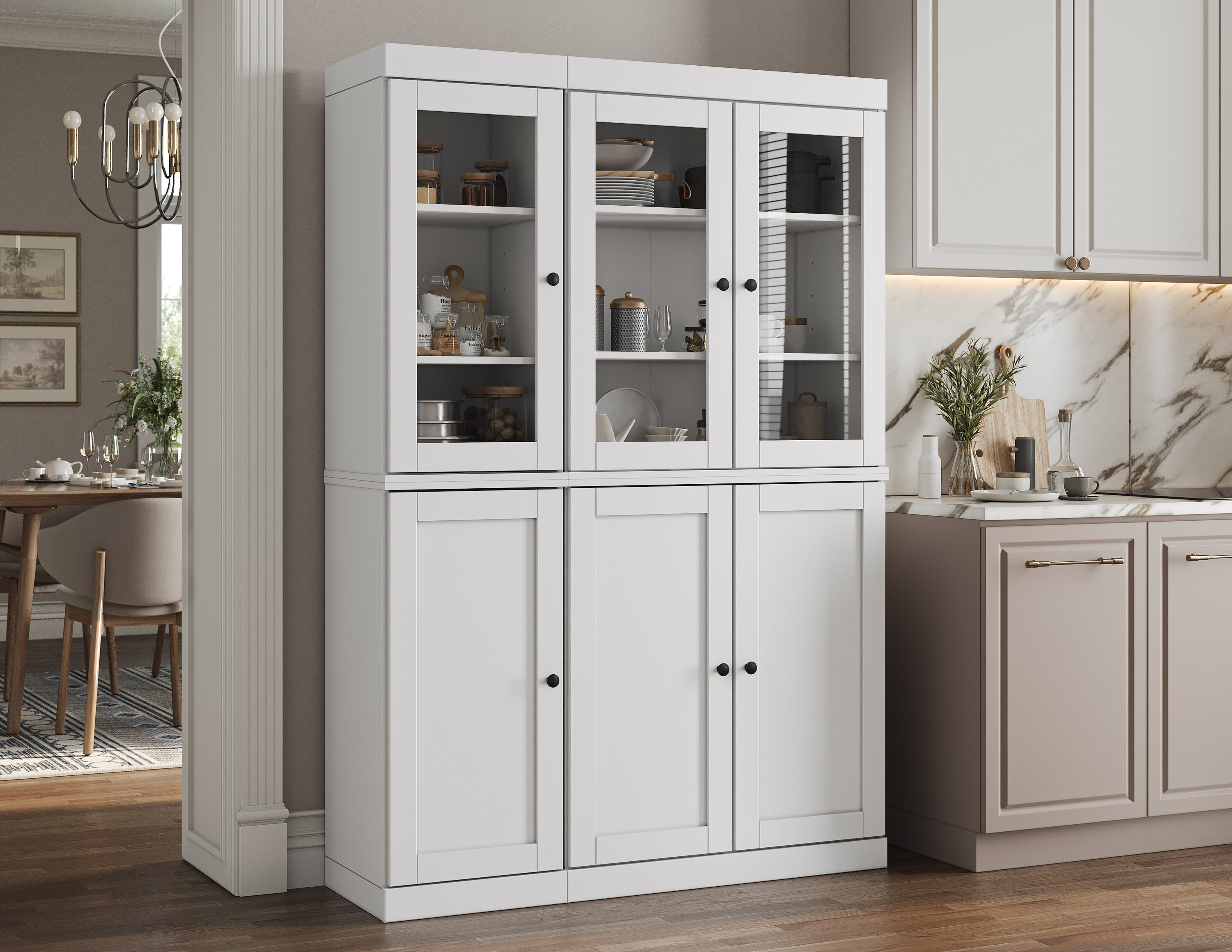 Palace Imports 48.5-in W Solid Wood Tall Clear Glass Shaker Modular ...