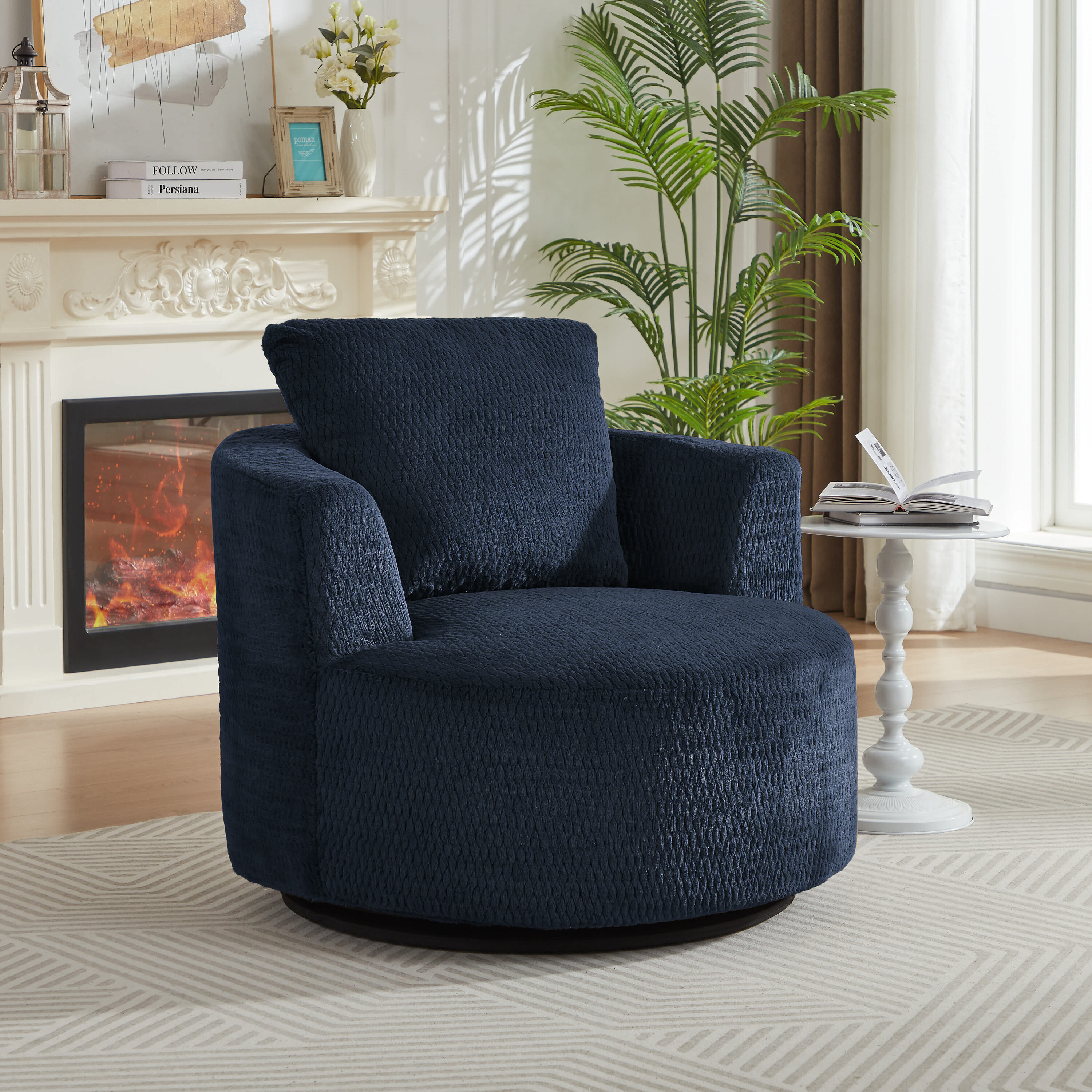 Rbied Compressible 360° Swivel Accent Chair Modern Comfort Seating for ...