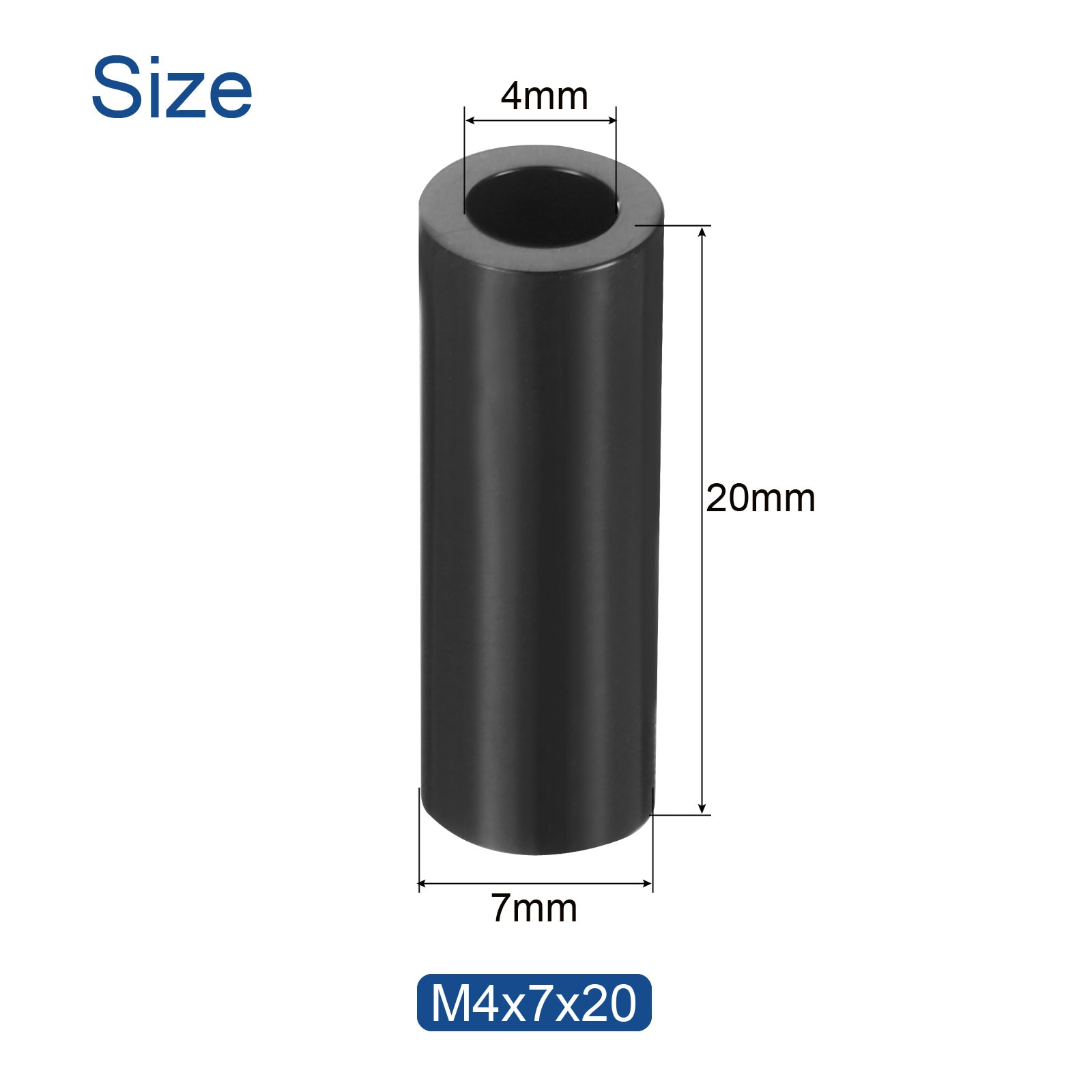 Unique Bargains 100pcs Nylon Round Spacers 4mm ID 7mm OD 20mm Height ...