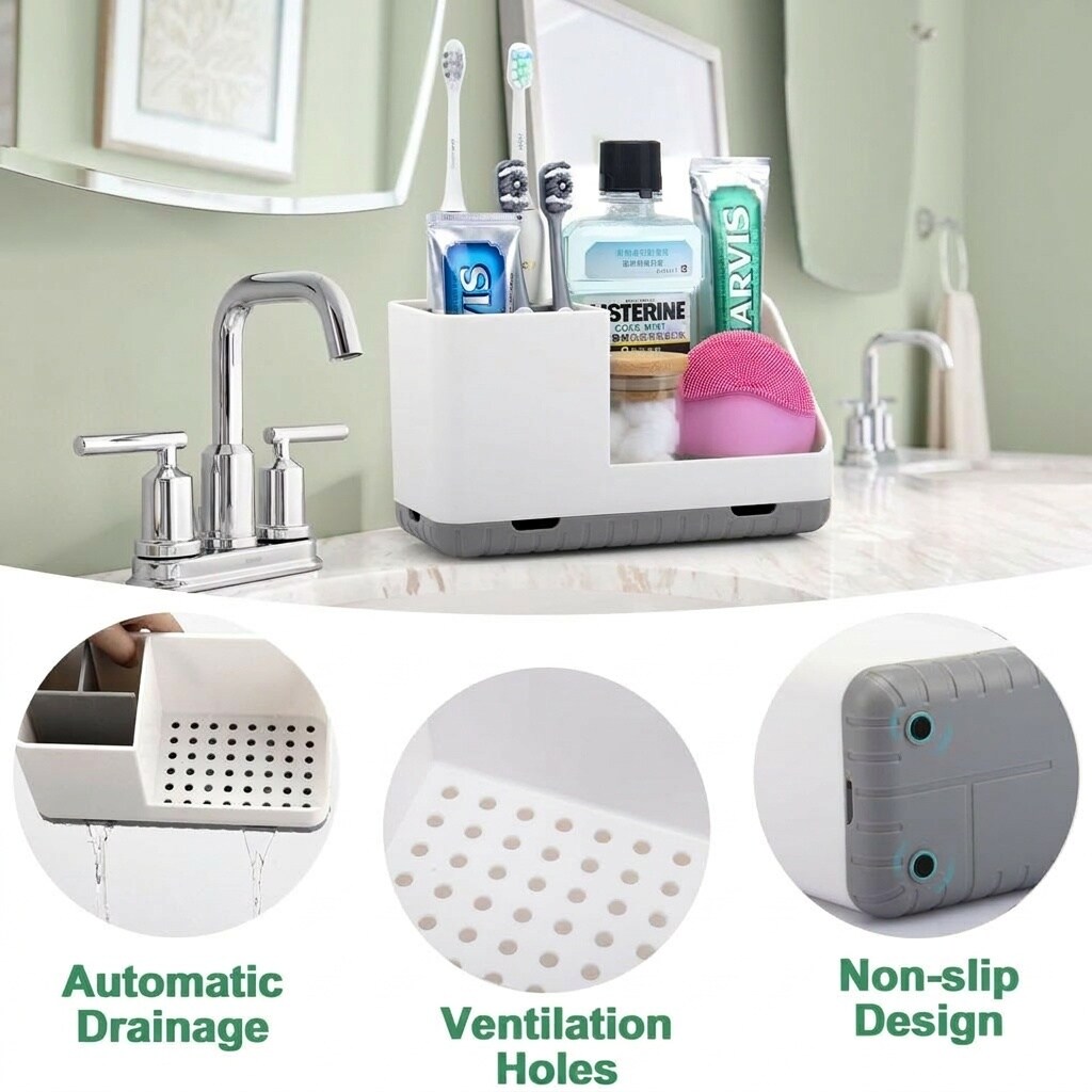 Phyfalip Toothbrush Holder for Bathroom Countertop Organizer with ...