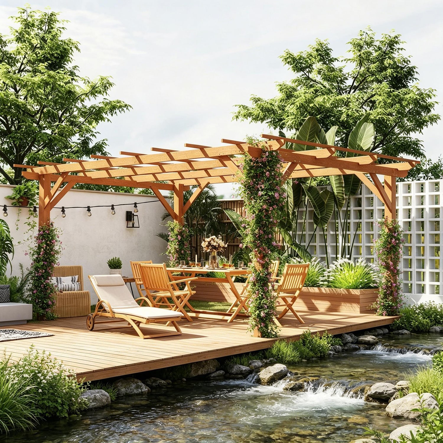 10-ft x 13-ft Solid Wood Outdoor Pergola Trellis Pergolas at Lowes.com
