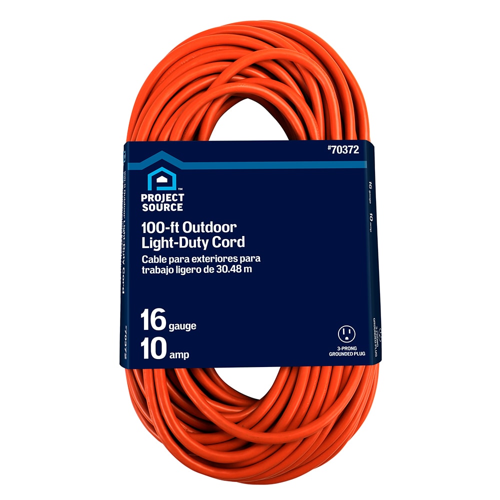Project Source 100-ft 16 / 3 Light Duty 3 Prong Orange Outdoor ...