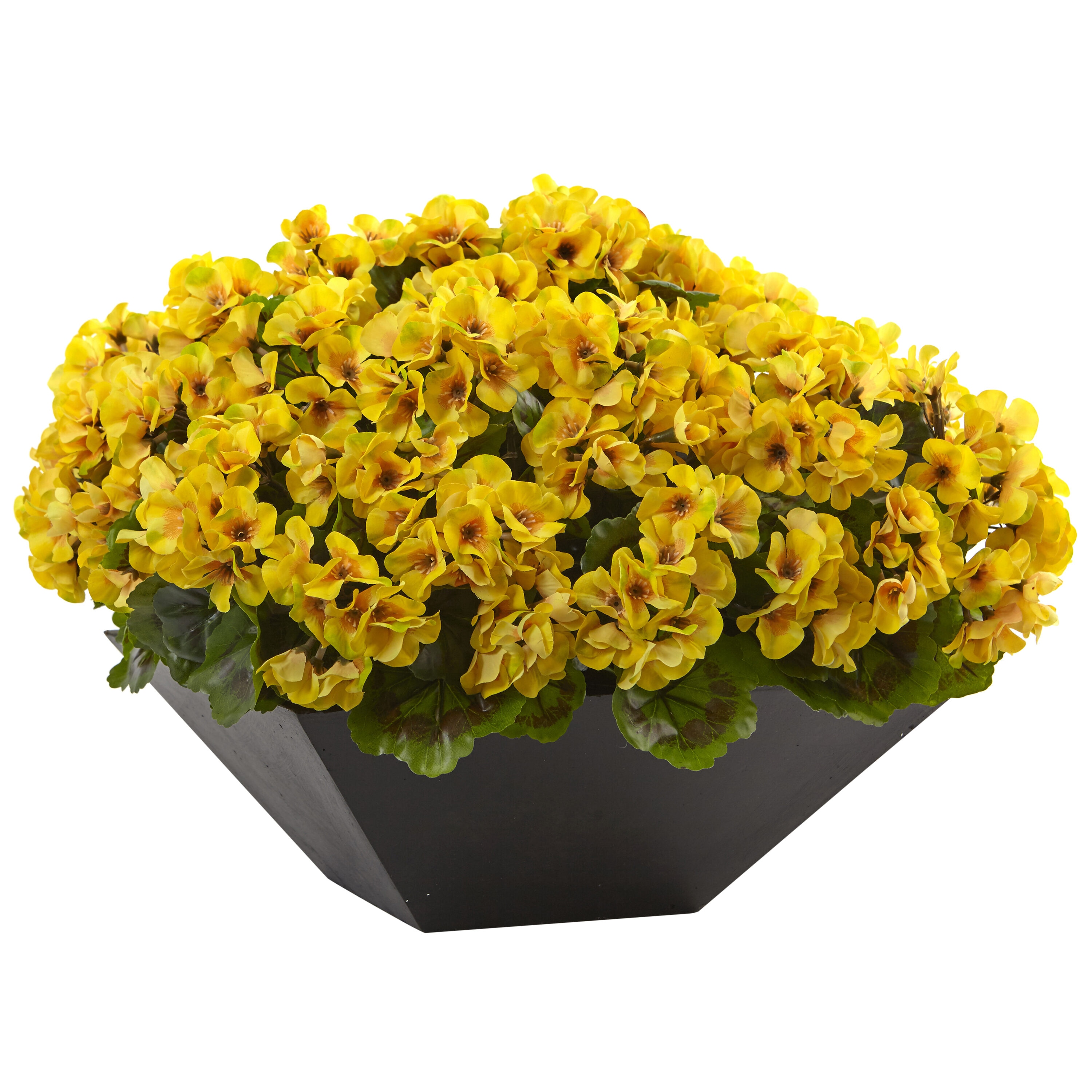Nearly Natural 15-in Geranium with Black Planter UV Resistant (Indoor ...