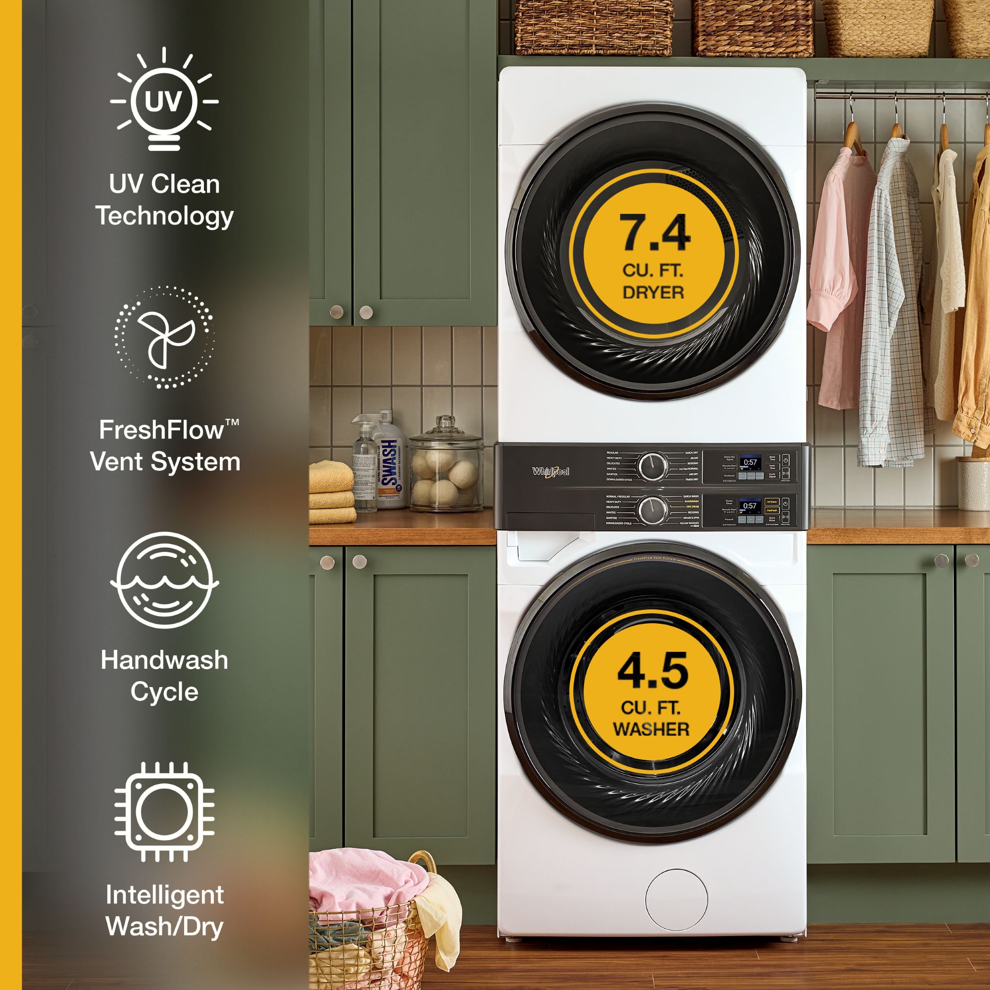 Whirlpool Gas Stacked Laundry Center with 4.5-cu ft Front load Washer ...