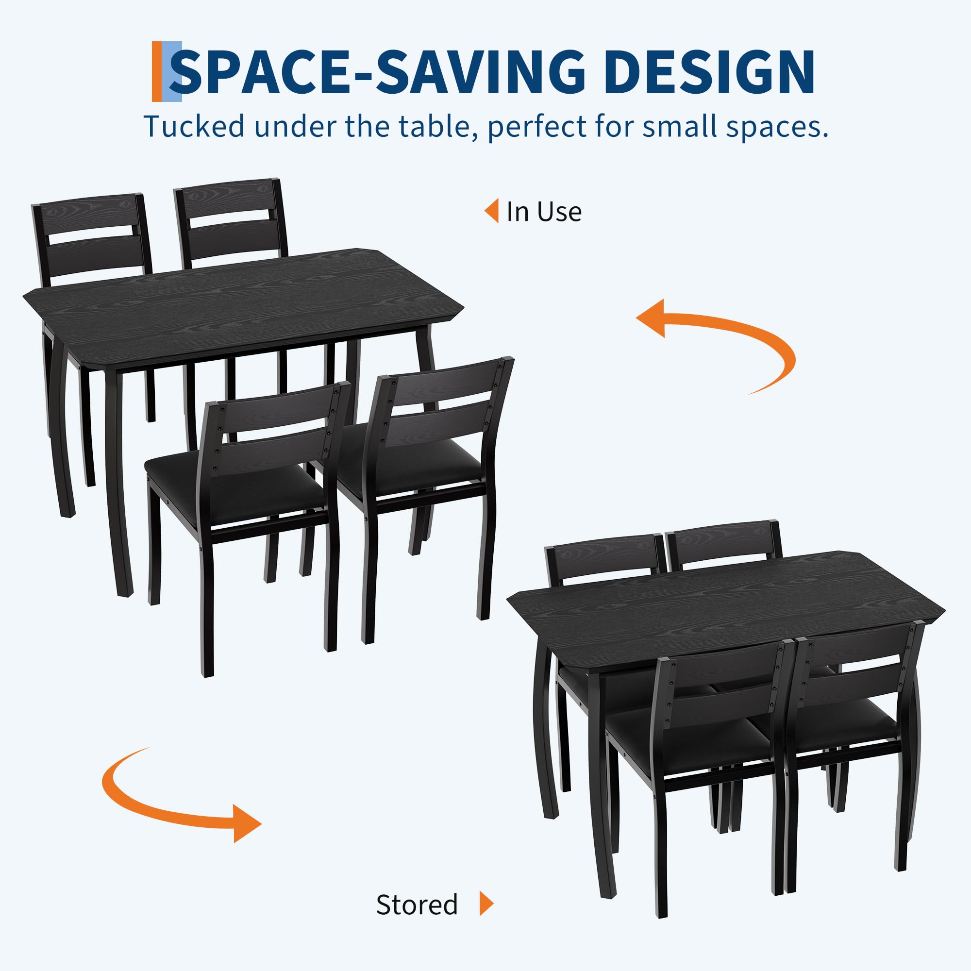 Garvee 5 Piece Farmhouse Dining Table Set for 4 Industrial Kitchen ...