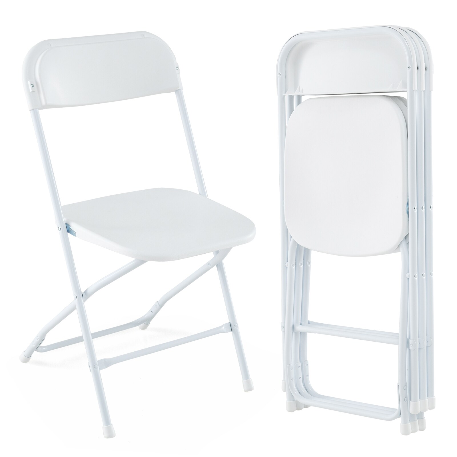 SUGIFT 4-Pack Heavy-Duty Metal Frame Folding Chairs With Plastic Seat ...