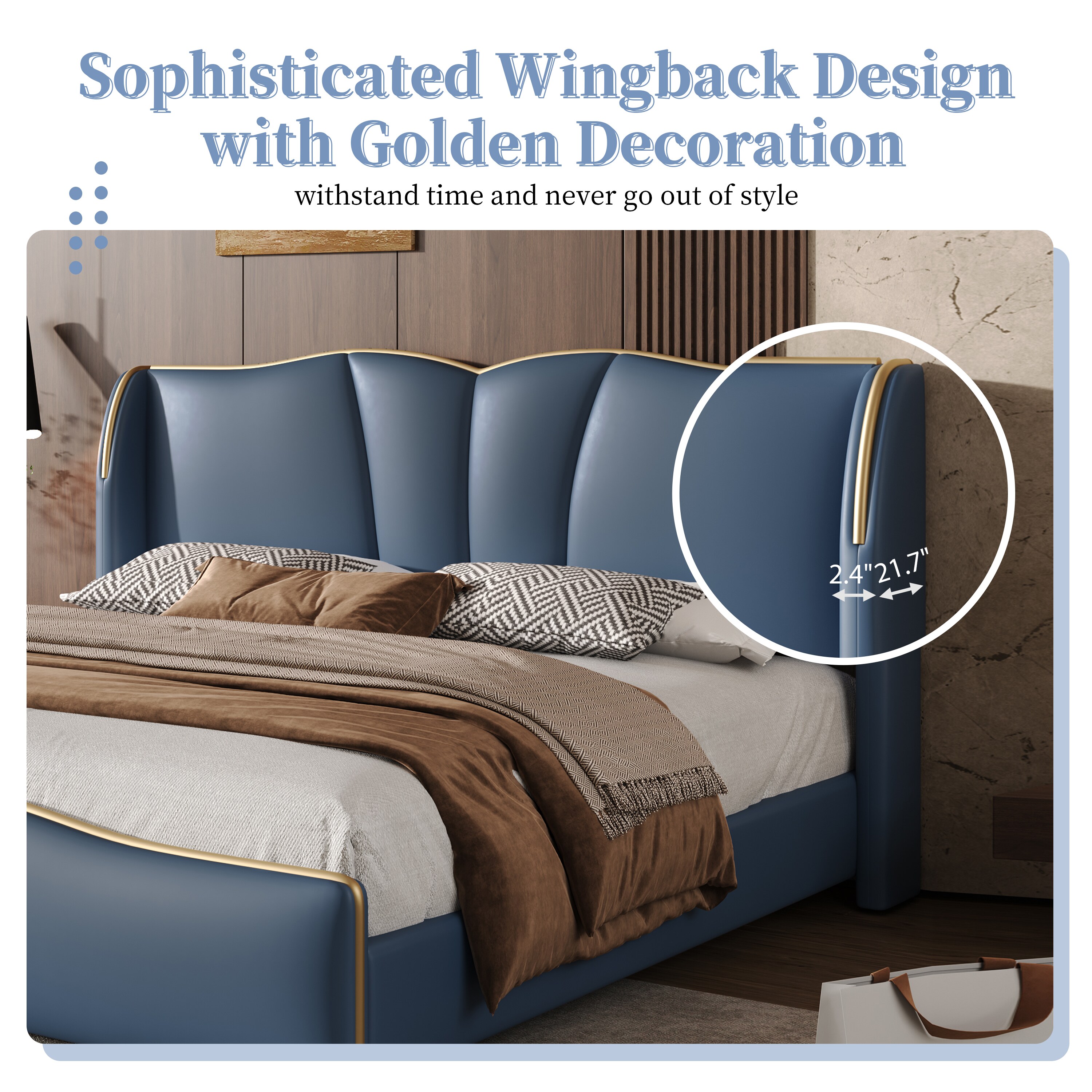 ModernLuxe Assembly Required King Size Leather Upholstered Bed Frame ...
