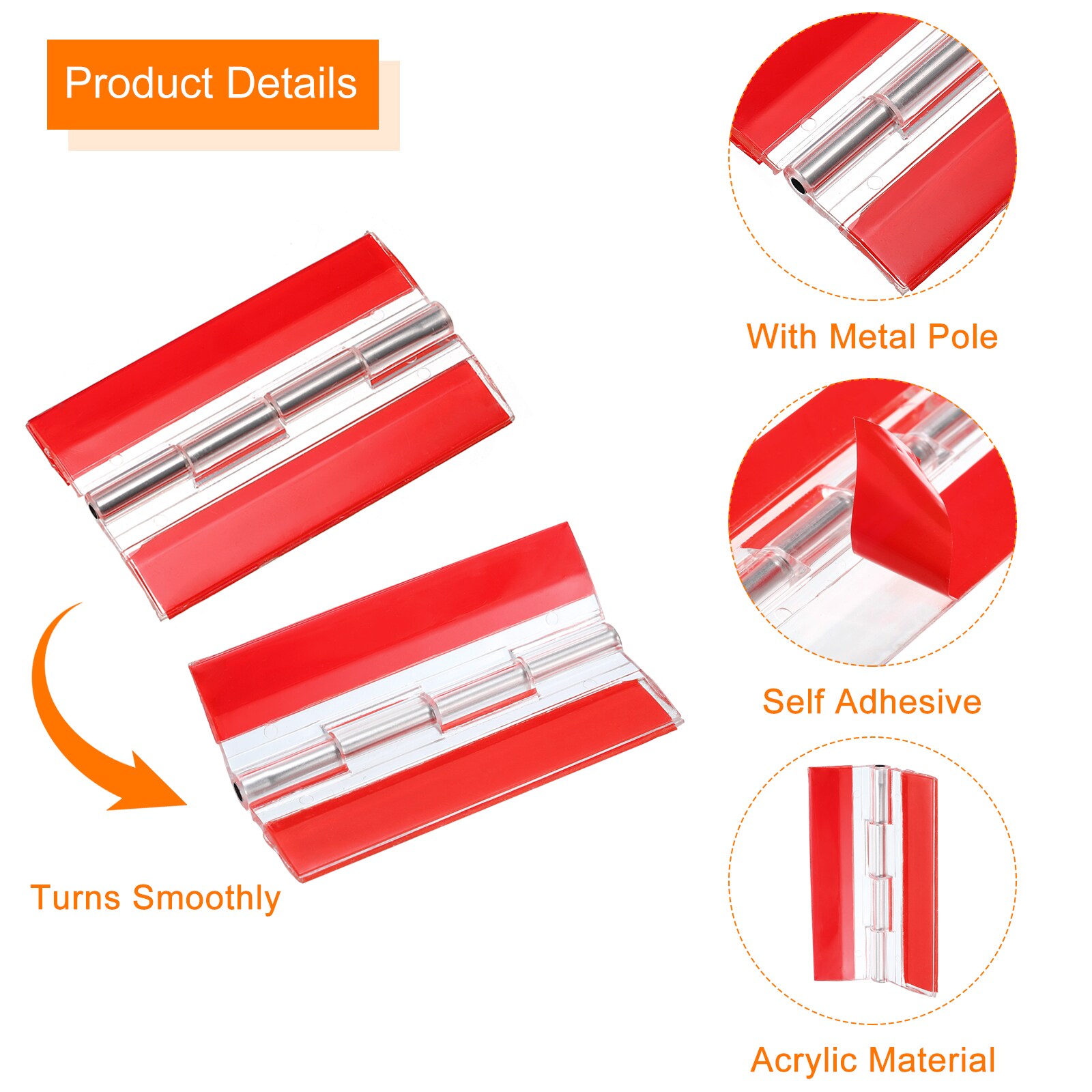 Unique Bargains 1Pcs Acrylic Hinges 300x45mm Self-Adhesive Clear Hinge ...