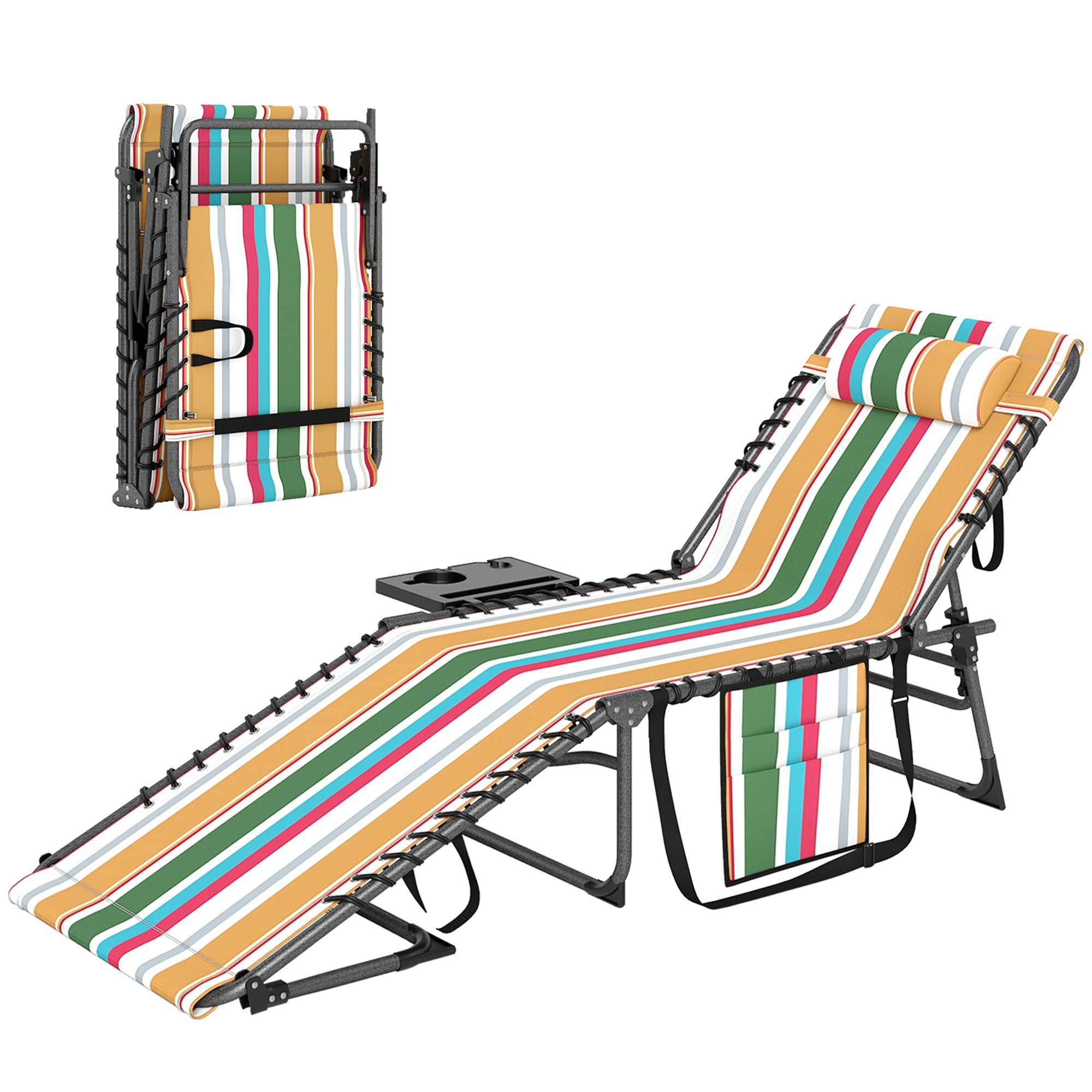 JUSHUA Folding Outdoor Chaise Lounge Chair for Sunbathing with 5 Level ...