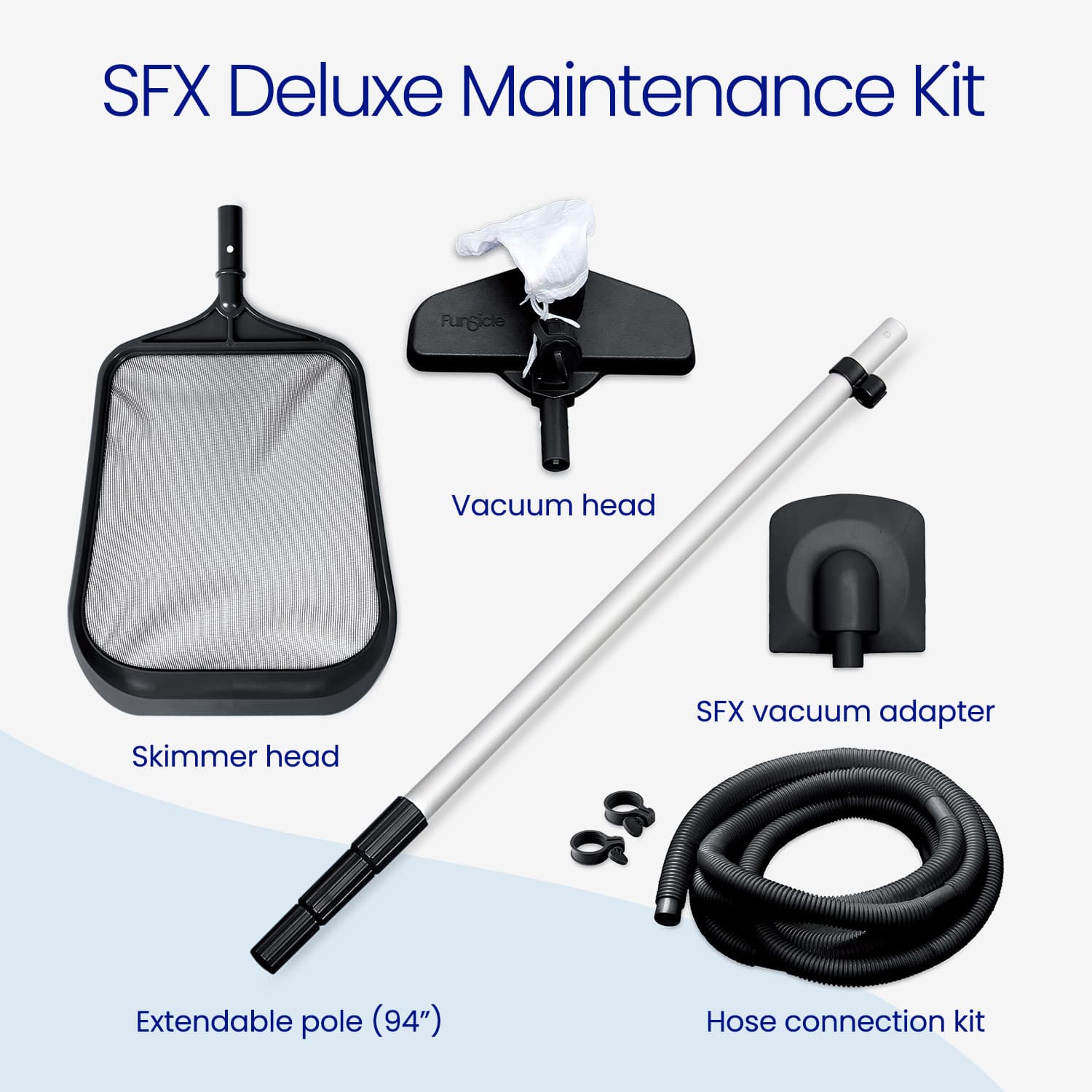 Funsicle SFX Deluxe Maintenance Kit Black with Vacuum and Skimmer in ...