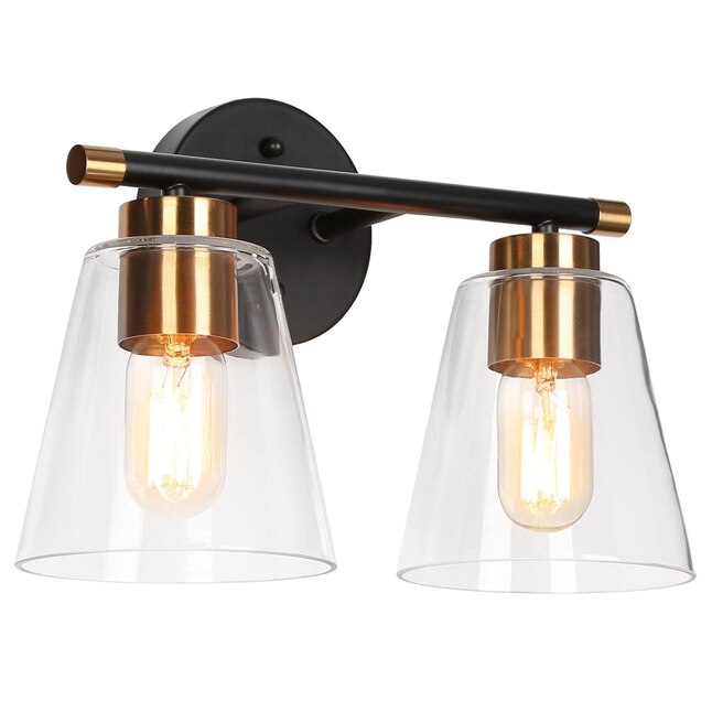 Uolfin 14-in 2-Light Brass Gold and Black Bell LED Transitional Vanity ... Uolfin 14-in 2-Light Brass Gold and Black Bell LED Transitional Vanity ...
