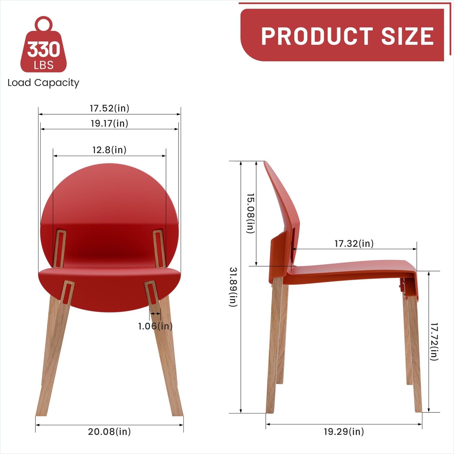 Watnature 5-Piece Patio Set with 4 Crimson Chairs and Round Table Red ...