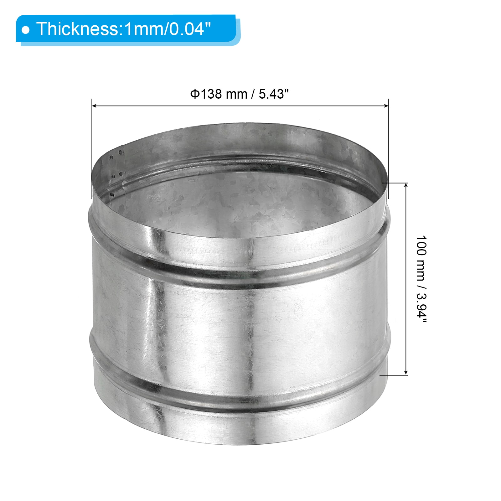 PATIKIL 5.5-Inch Duct Connector Galvanized Steel Duct Coupling Vent ...
