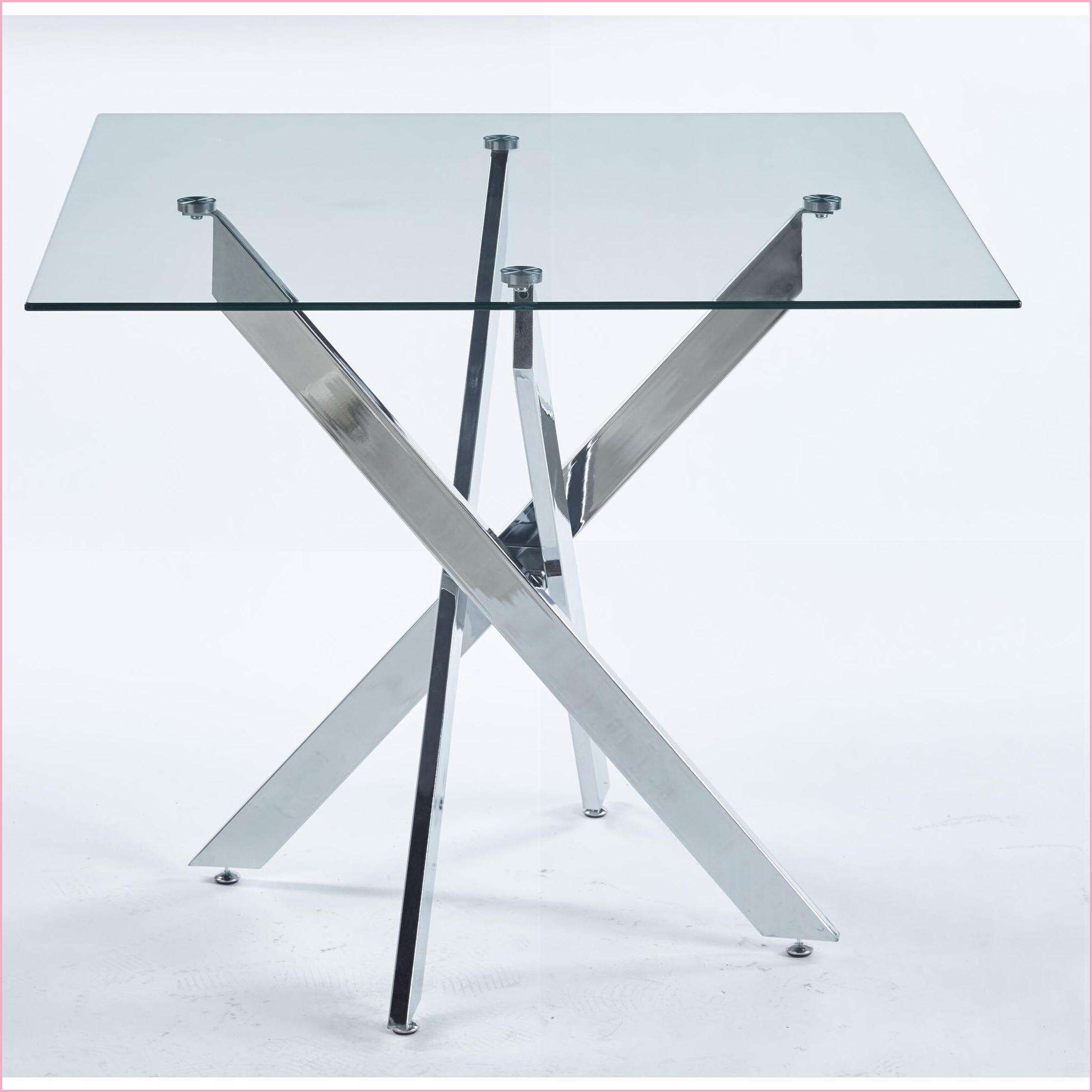 Watnature Tempered Glass Coffee Table with Chrome Cross Metal Legs for ...