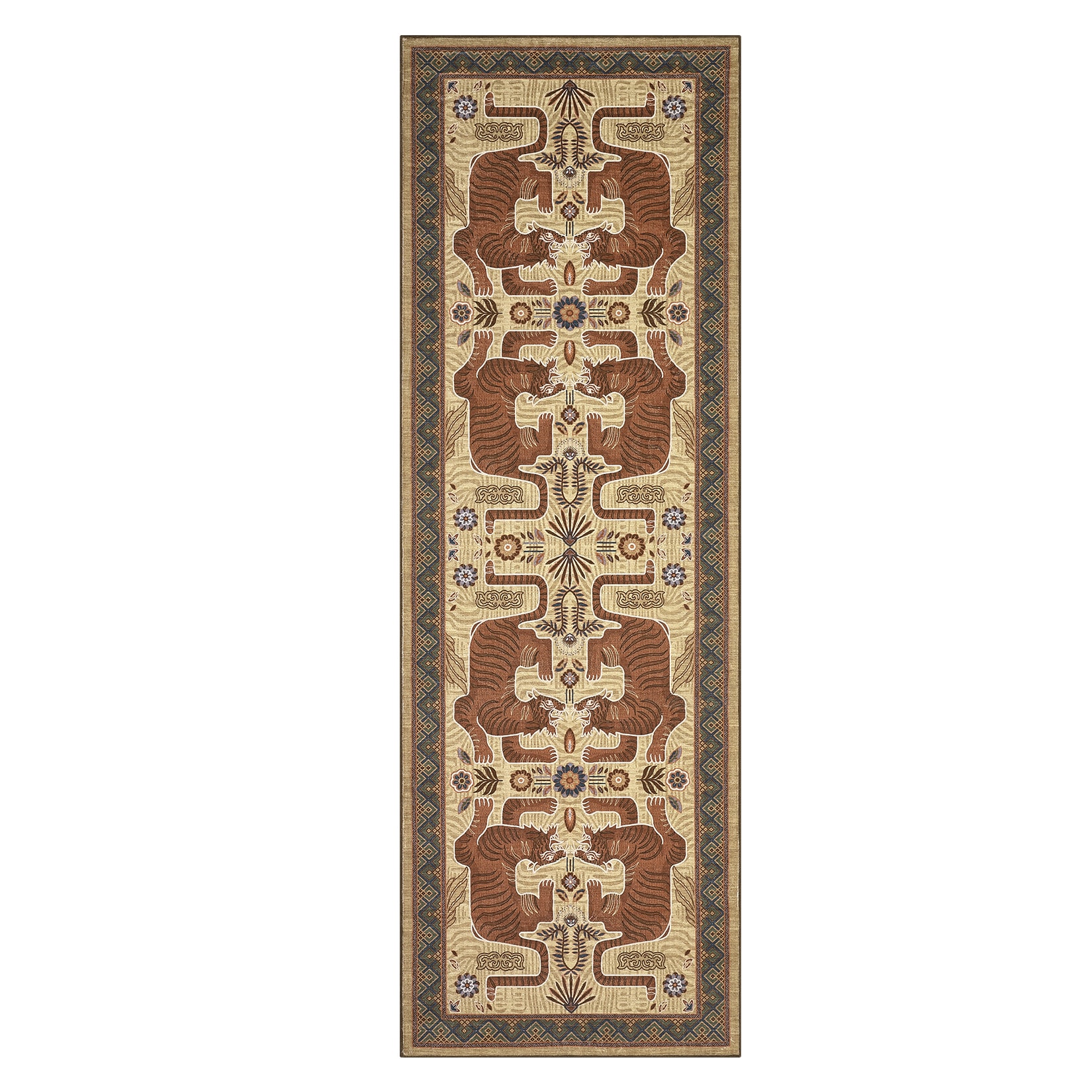 Garvee 2 x 8 ft Beige Machine Washable Animal Tiger Print Soft Non Slip ...